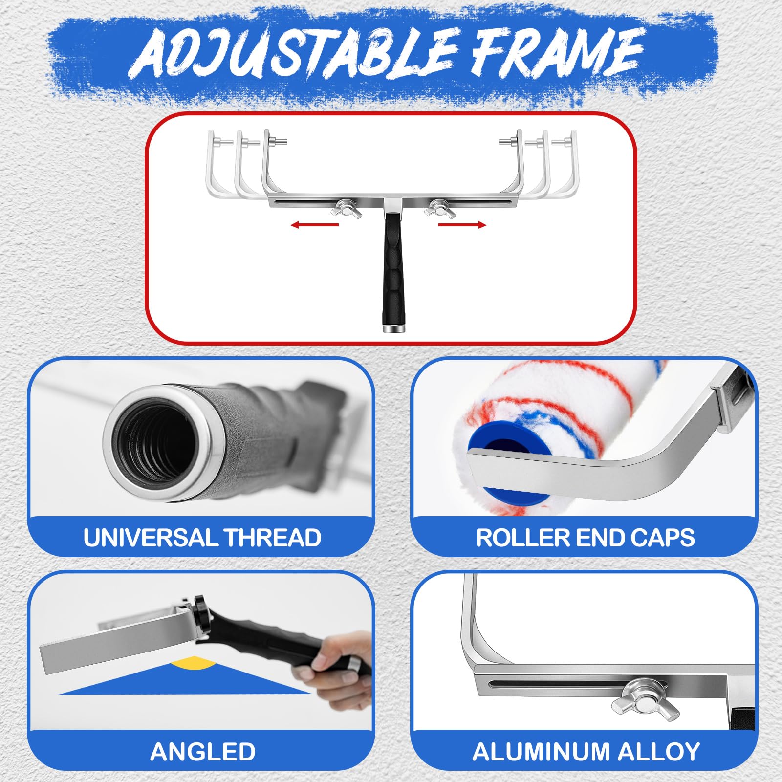 Zhanmai 12 Pcs Large Paint Roller Kit 12-18" Adjustable Roller Frame 1 ...