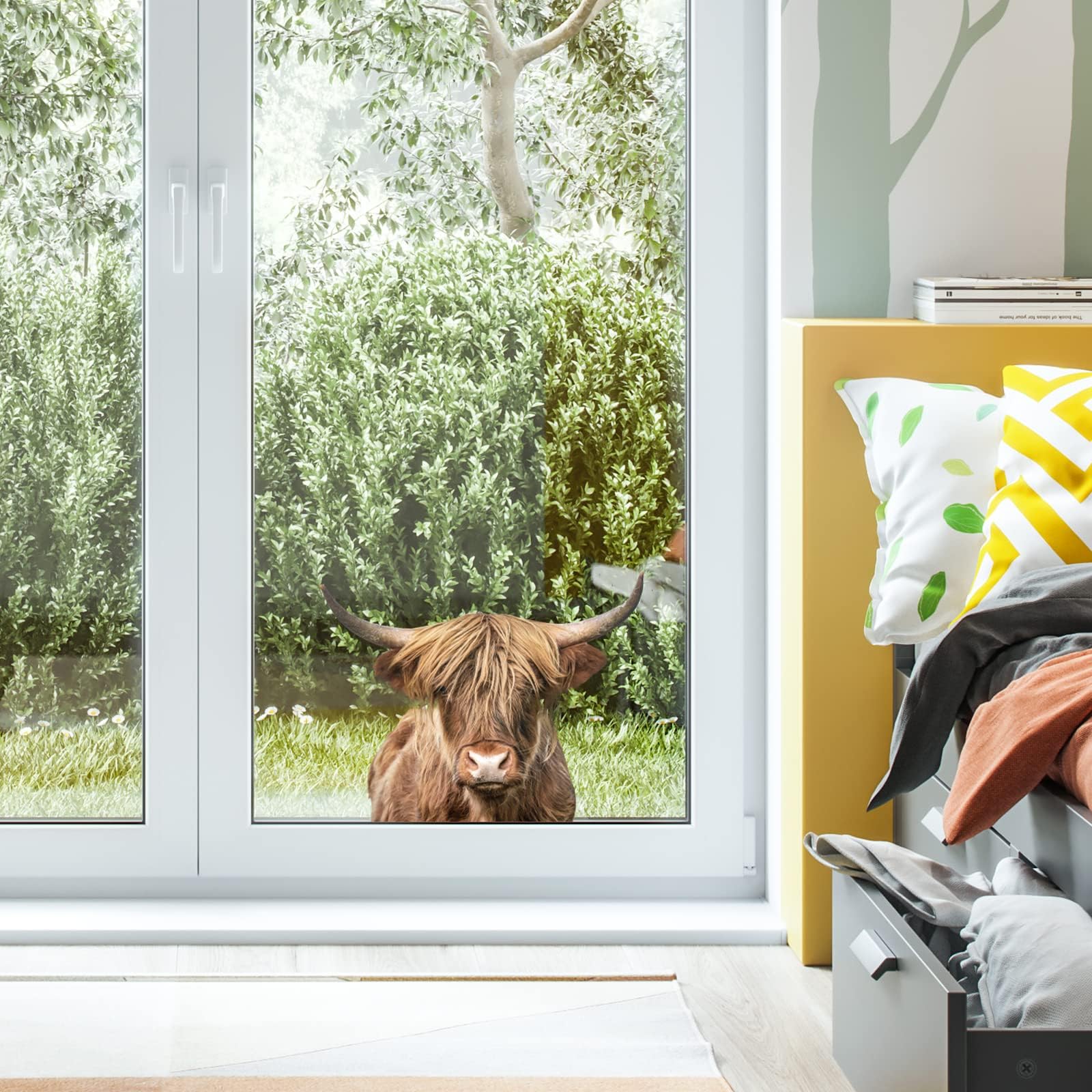 Snapklik.com : Highland Cow Window Decal,Scottish Cow Wall Sticker ...