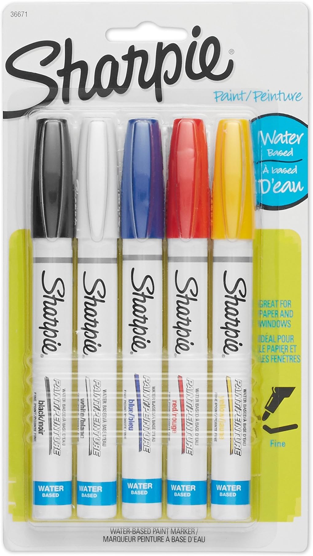 Sharpie Water-Based Paint Markers, Fine Point, Assorted Colours, 5 ...