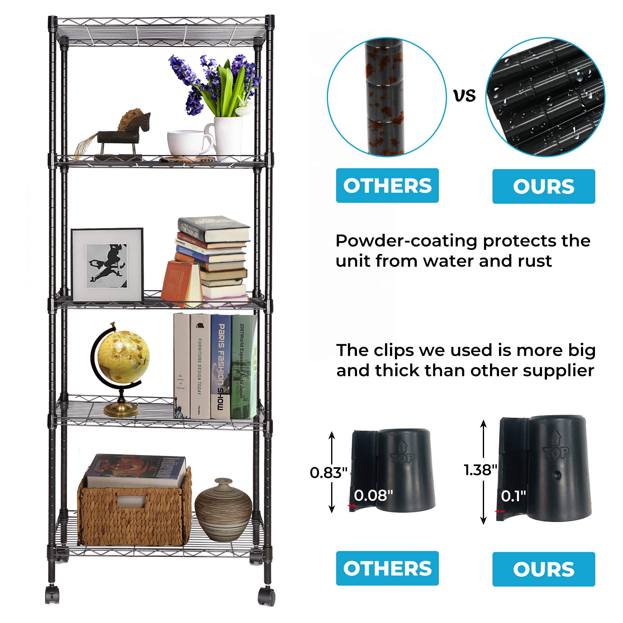 Snapklik.com : Wire Shelving Unit, 5-Tier Heavy Duty Height Adjustable ...
