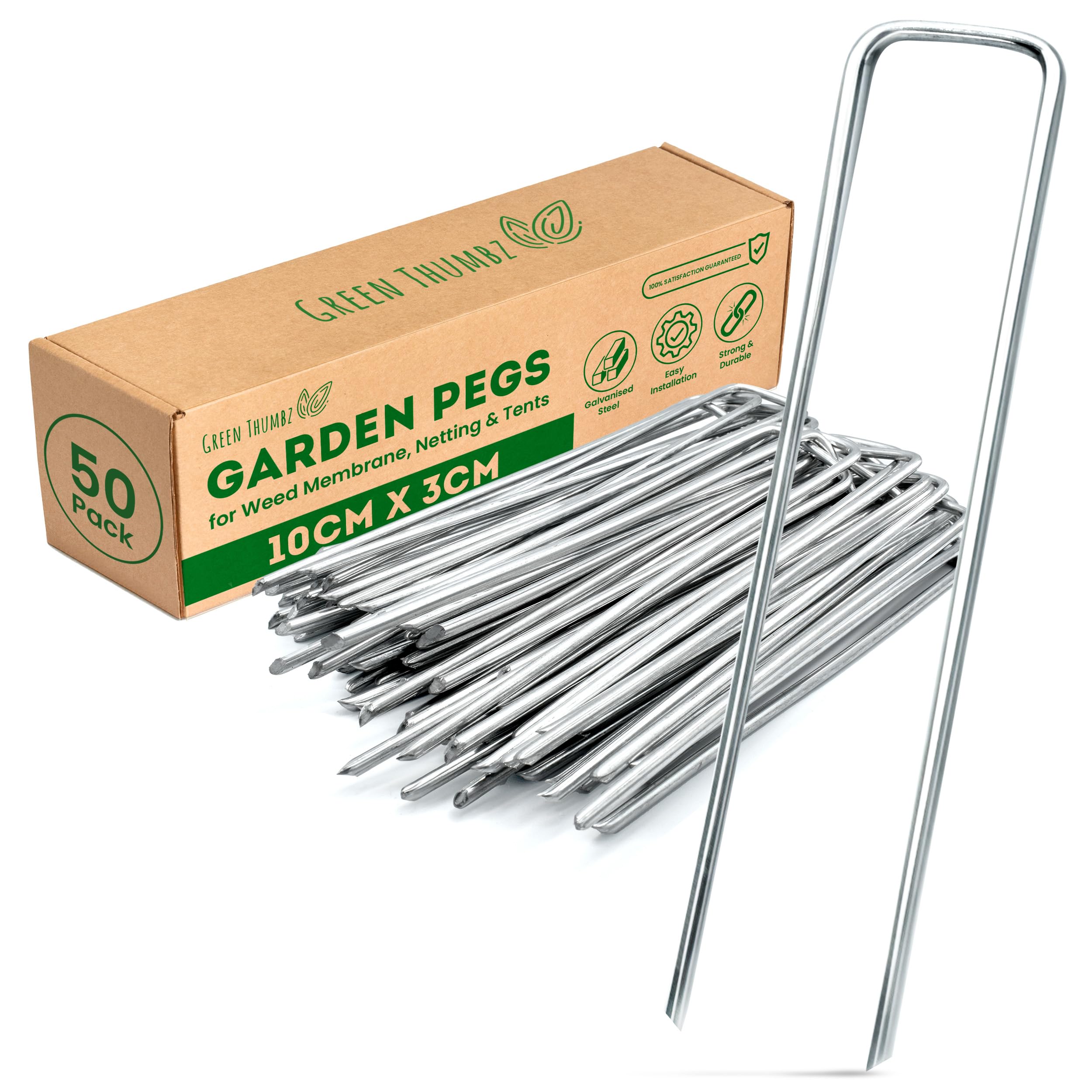 Weed Membrane Garden Pegs - 50 Pack 4 Inch Galvanized Metal Pegs for ...