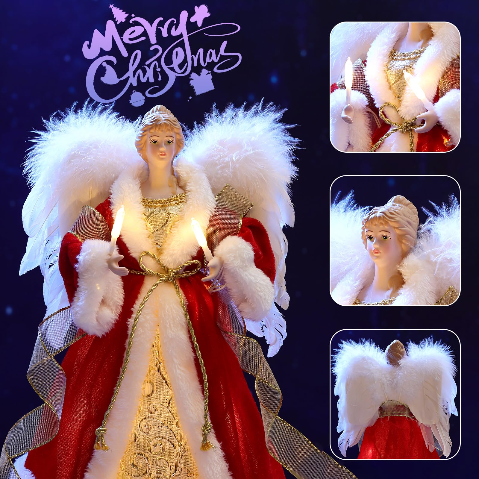 Red And Gold Angel Tree Topper