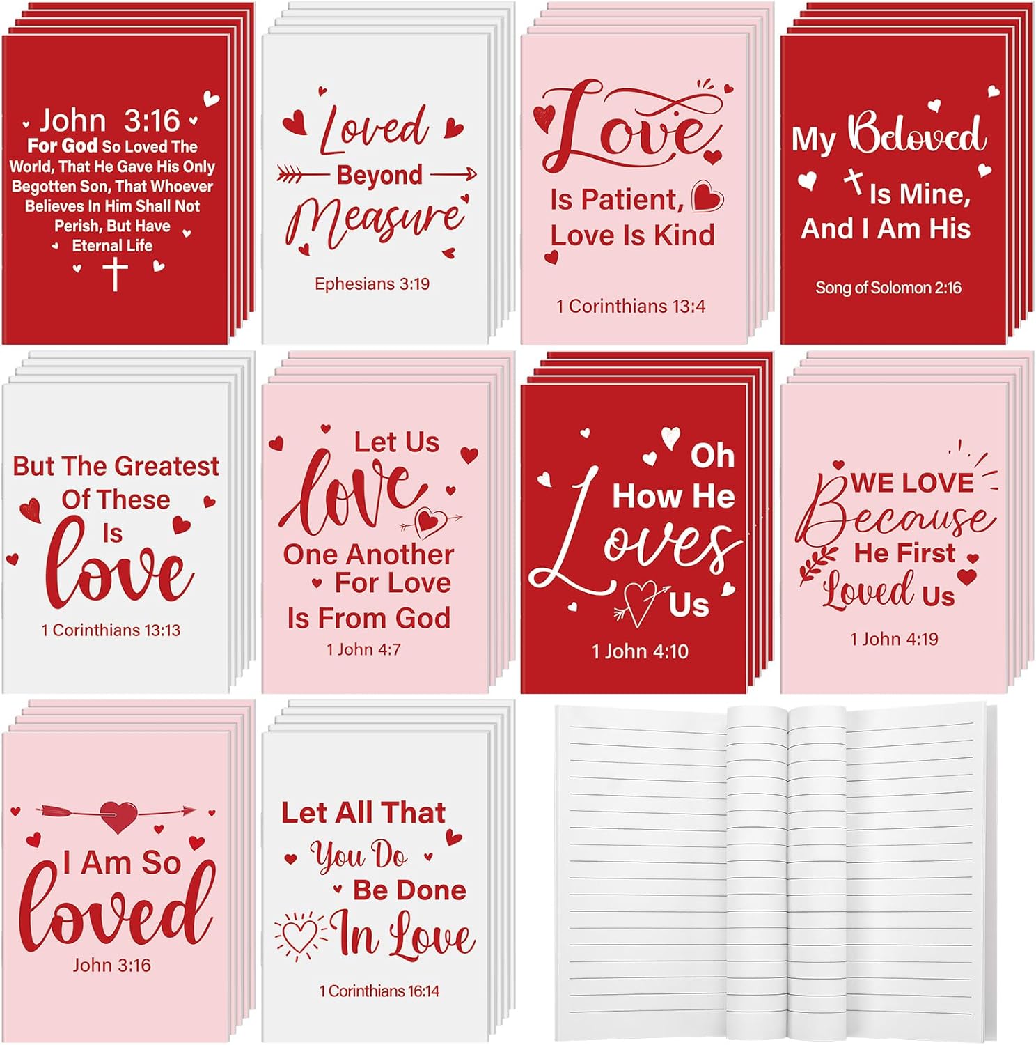 Amazon.com : Gilprop 50 Pcs Christian Valentines Notebooks Jesus Bible ...