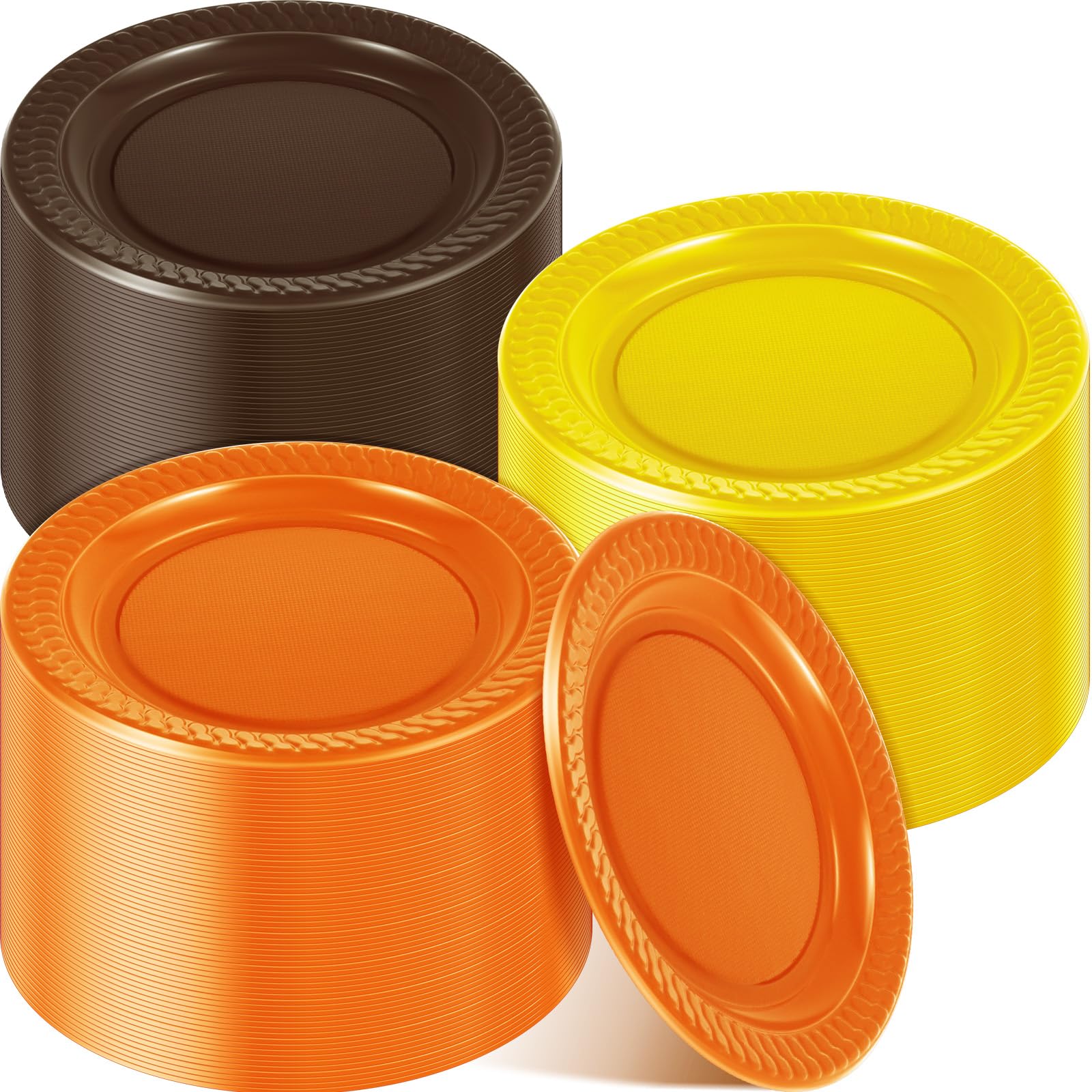 Sabary 240 Count Fall Plastic Plates Orange Yellow Brown Plates 7 Inch ...