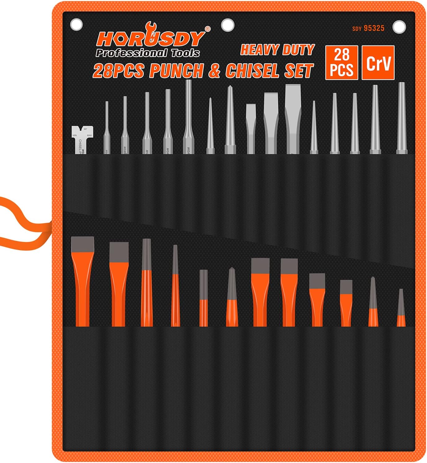 HORUSDY 28-Piece Punch Pin Set, Heavy Duty Punch and Chisel Set ...