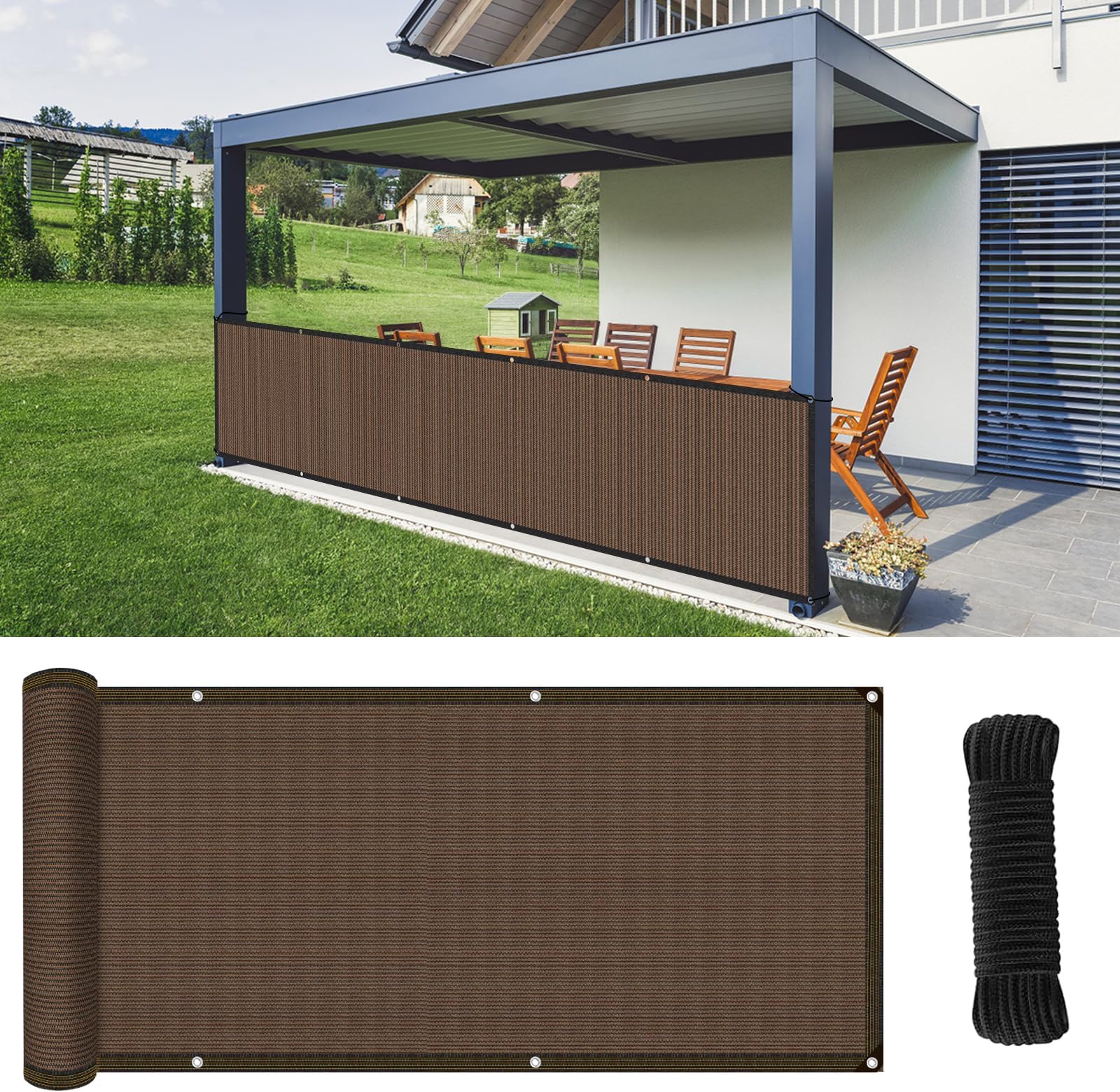 Amazon.com : Sgran 3 x 16.4 FT Brown Balcony Privacy Screen Fence ...