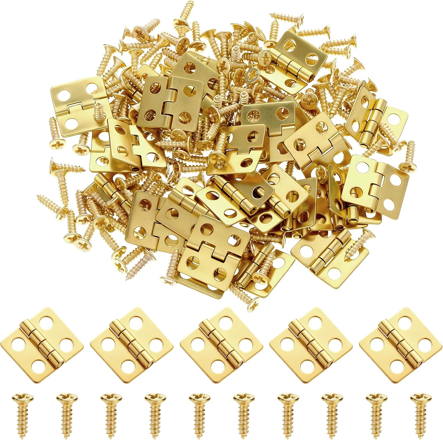 30 Piece Mini Hinges Gold Tiny Hinges 13x12mm Retro Brass Butt Hinge ...