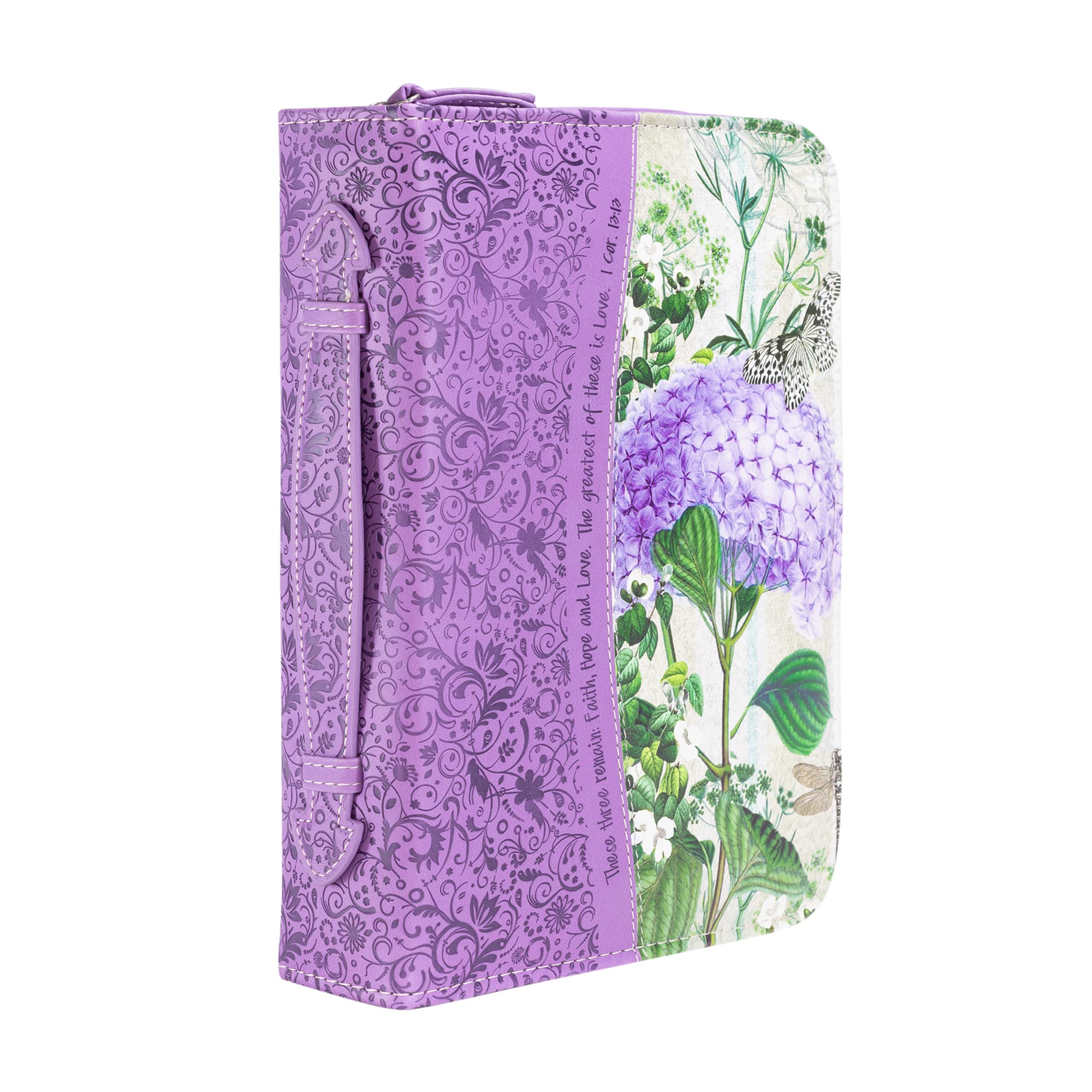 Amazon.com: Divinity Faith Hope Love Hydrangea Floral Purple Leather ...