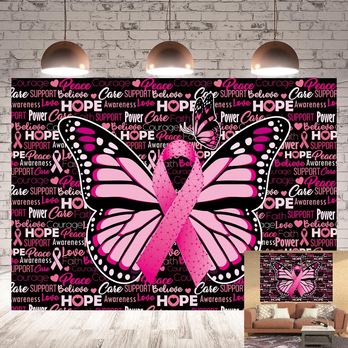Amazon.com : Breast Cancer Awareness Backdrop October Pink Ribbon ...