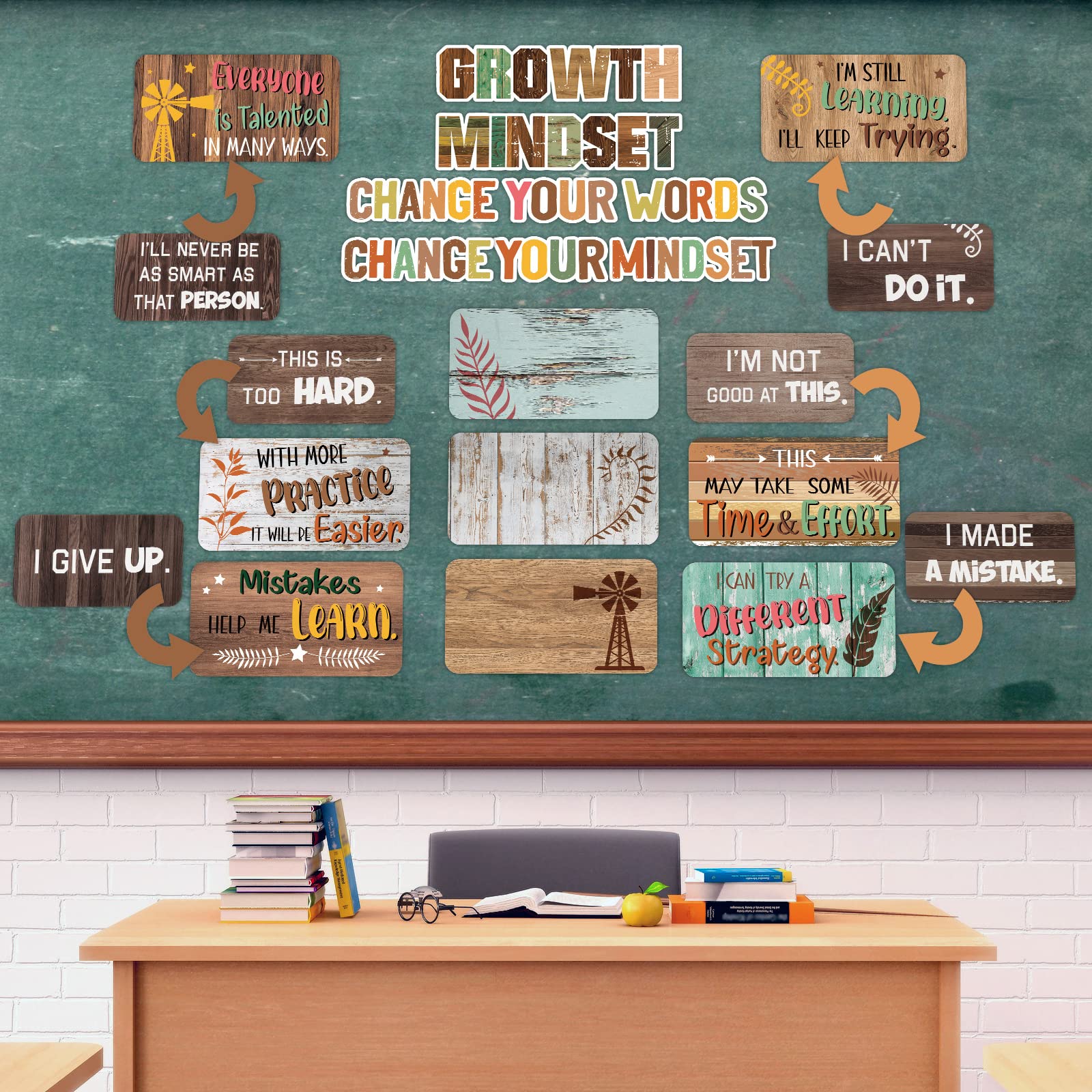 Snapklik.com : 30 Pcs Growth Mindset Bulletin Board Decor Farmhouse ...