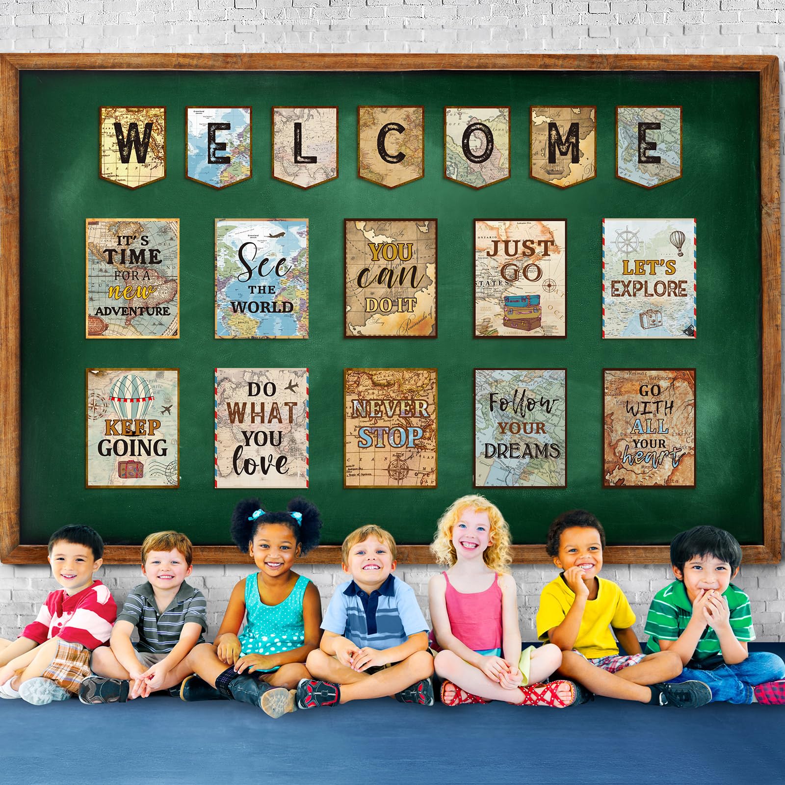 Snapklik.com : 17 Pcs Travel The Map Theme Bulletin Board Posters ...