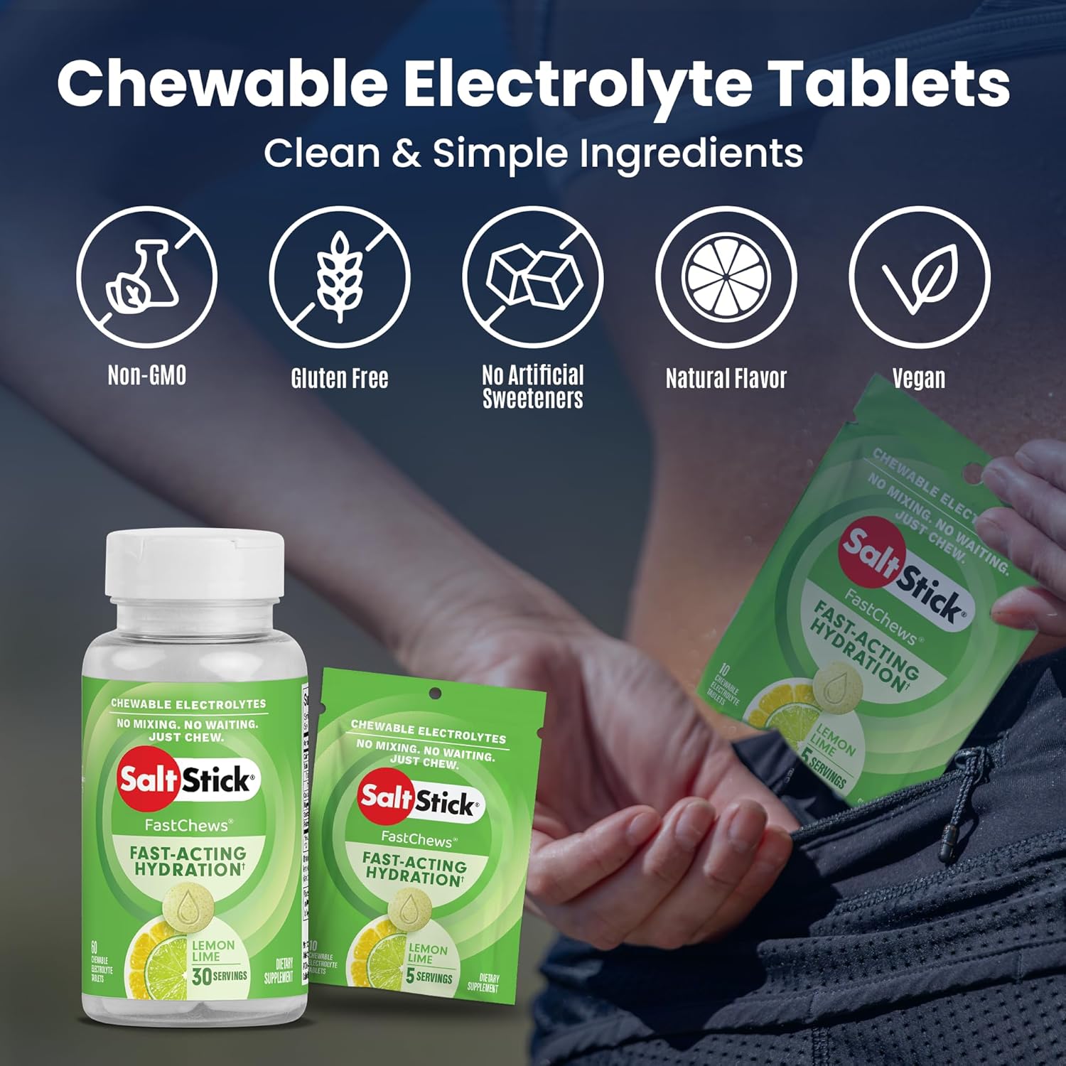 SaltStick FastChews Electrolytes - 60 Chewable Electrolyte Tablets ...