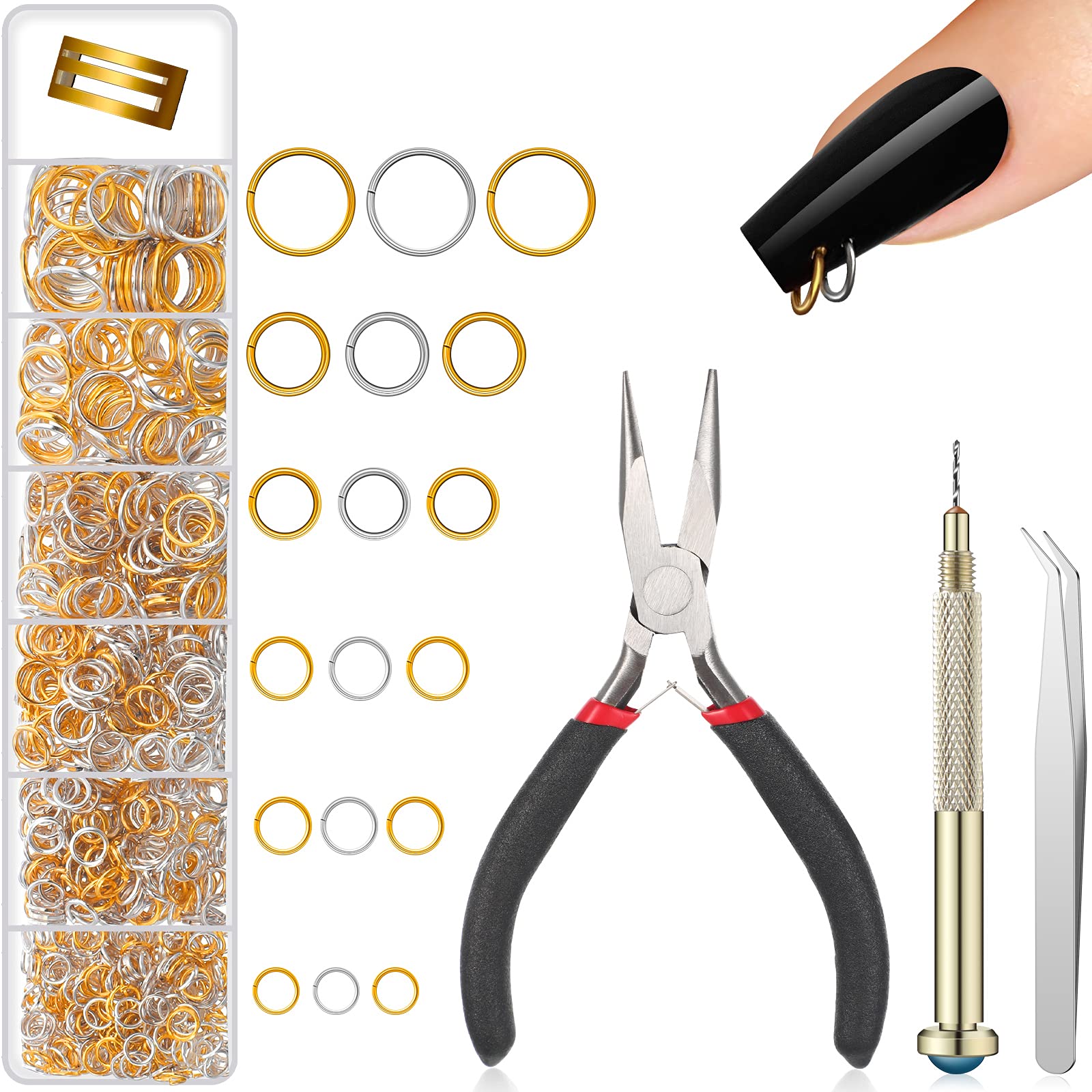 1014 Pieces Nail Dangle Charm Piercing Tool Hand Drill, Nail Charms 6 ...