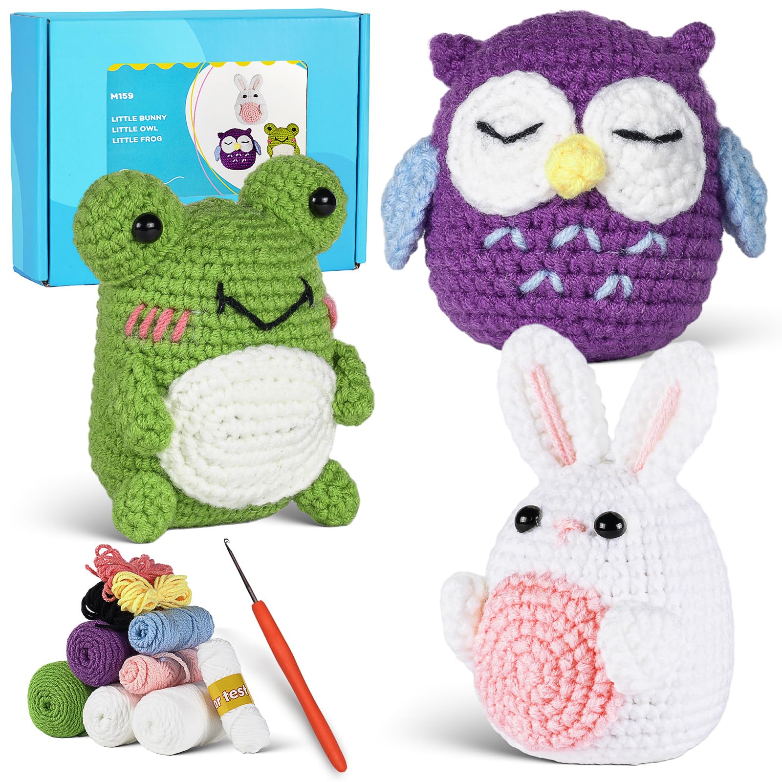 Amazon.com: Crochet animals kit for beginners,crochet knitting kit ...