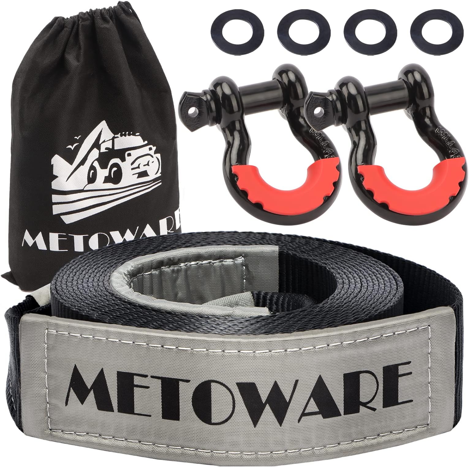 Amazon.com: Otherya Heavy Duty Tow Strap Recovery Kit 3'' x 30 ft ...