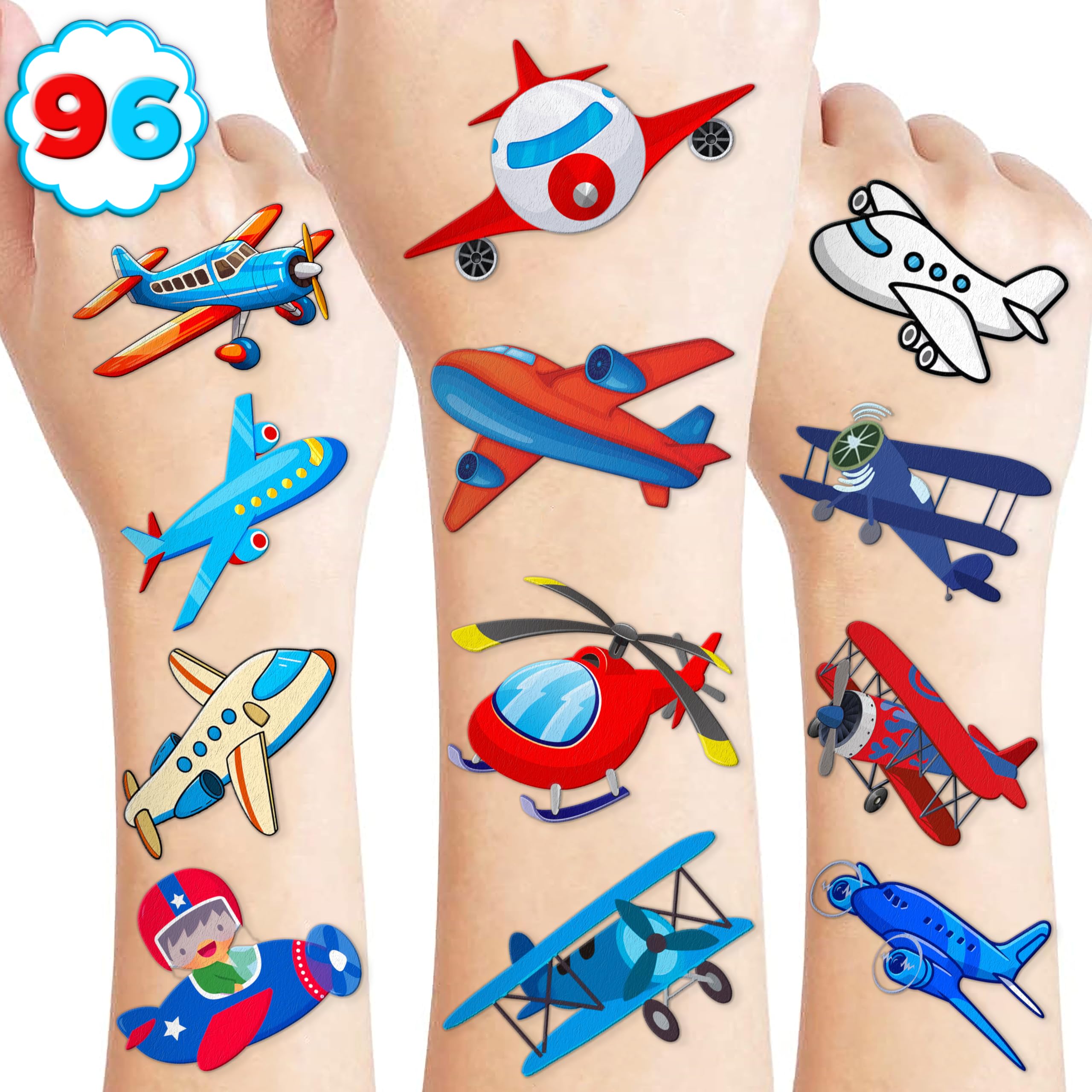 Amazon.com : 100PCS Airplane Temporary Tattoos Stickers Plane Travel ...