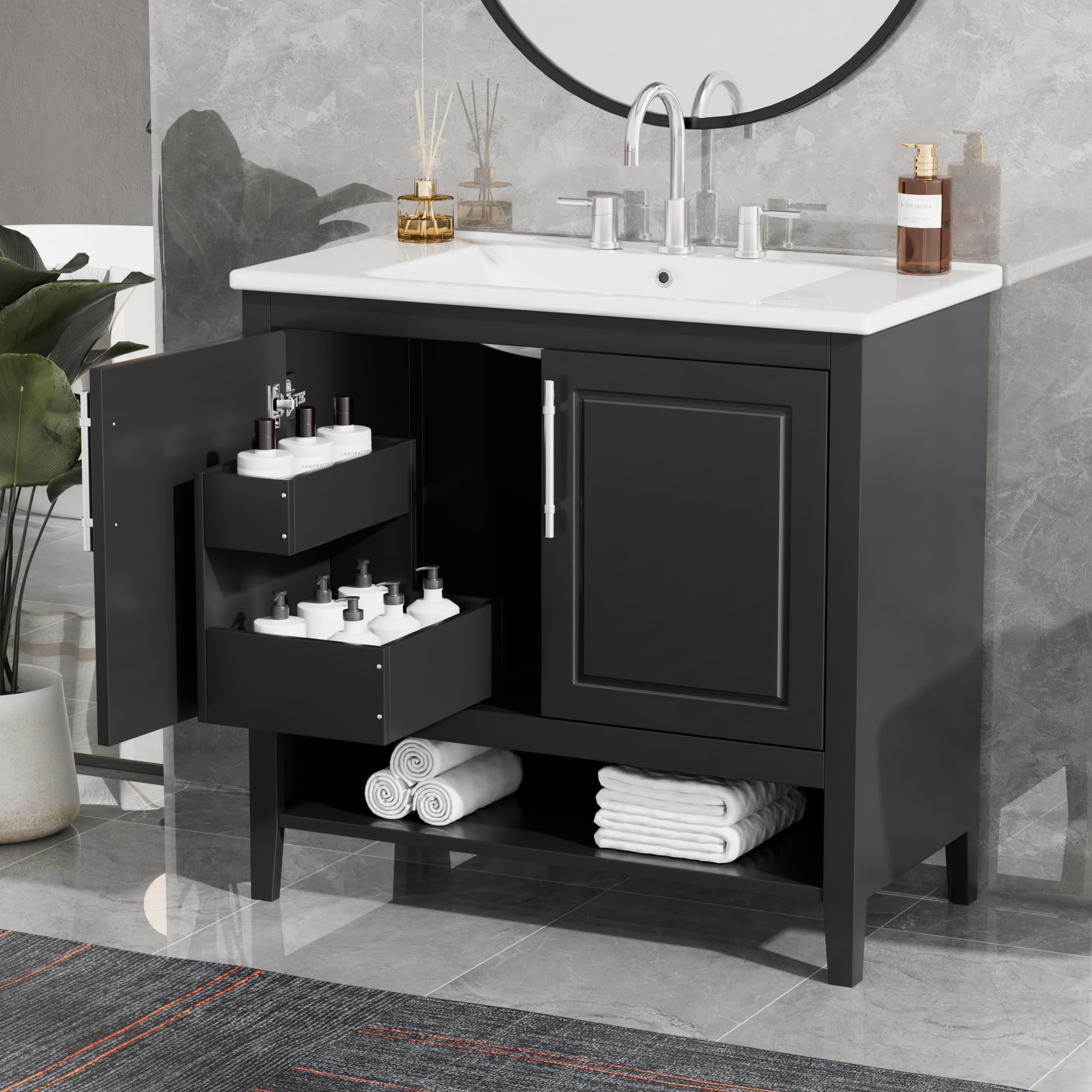 Amazon.com: LostCat 36inch Bathroom Vanity with Sink,Modern Black ...