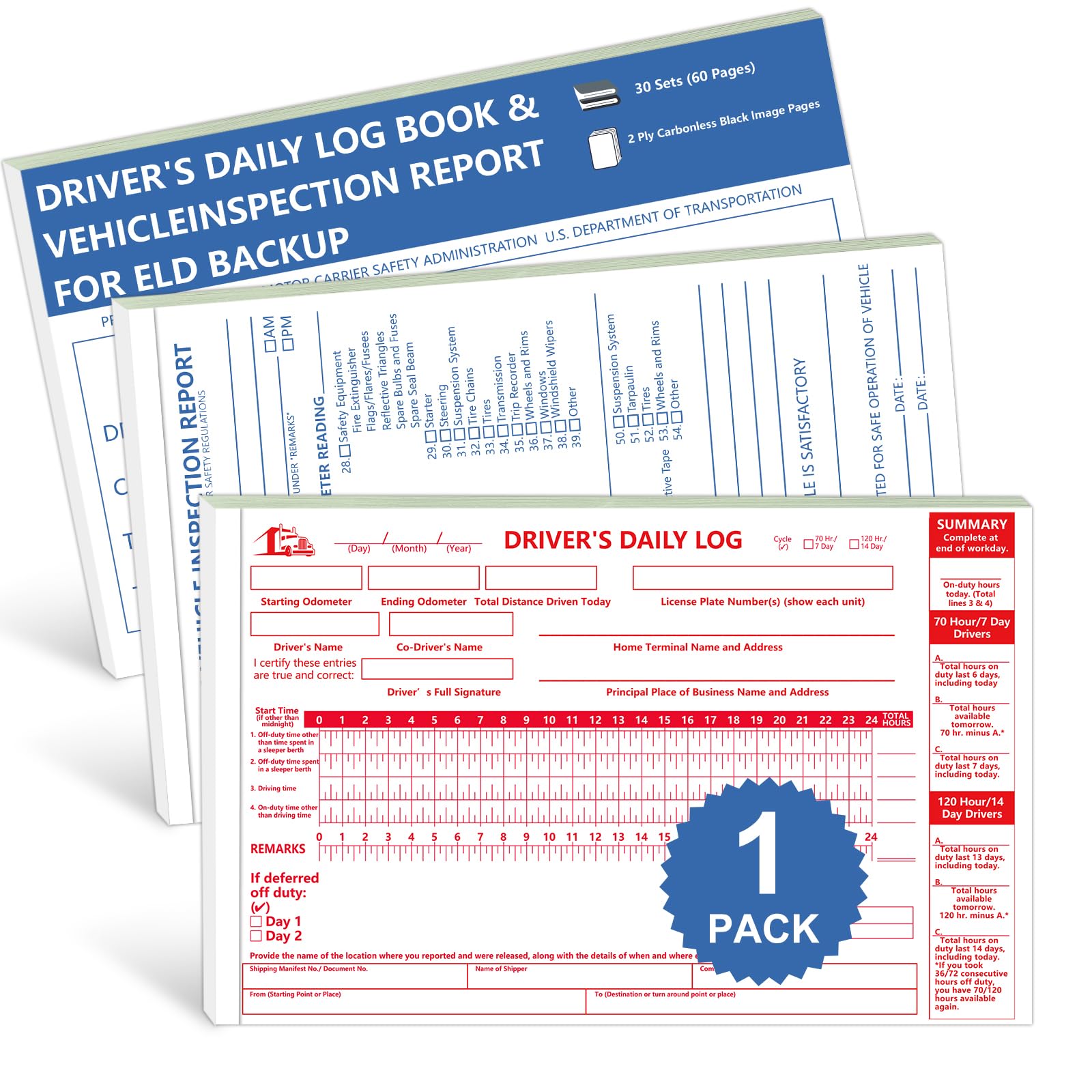 Amazon.com : 2-in-1 Driver Daily Log Book Driver Vehicle Inspection ...