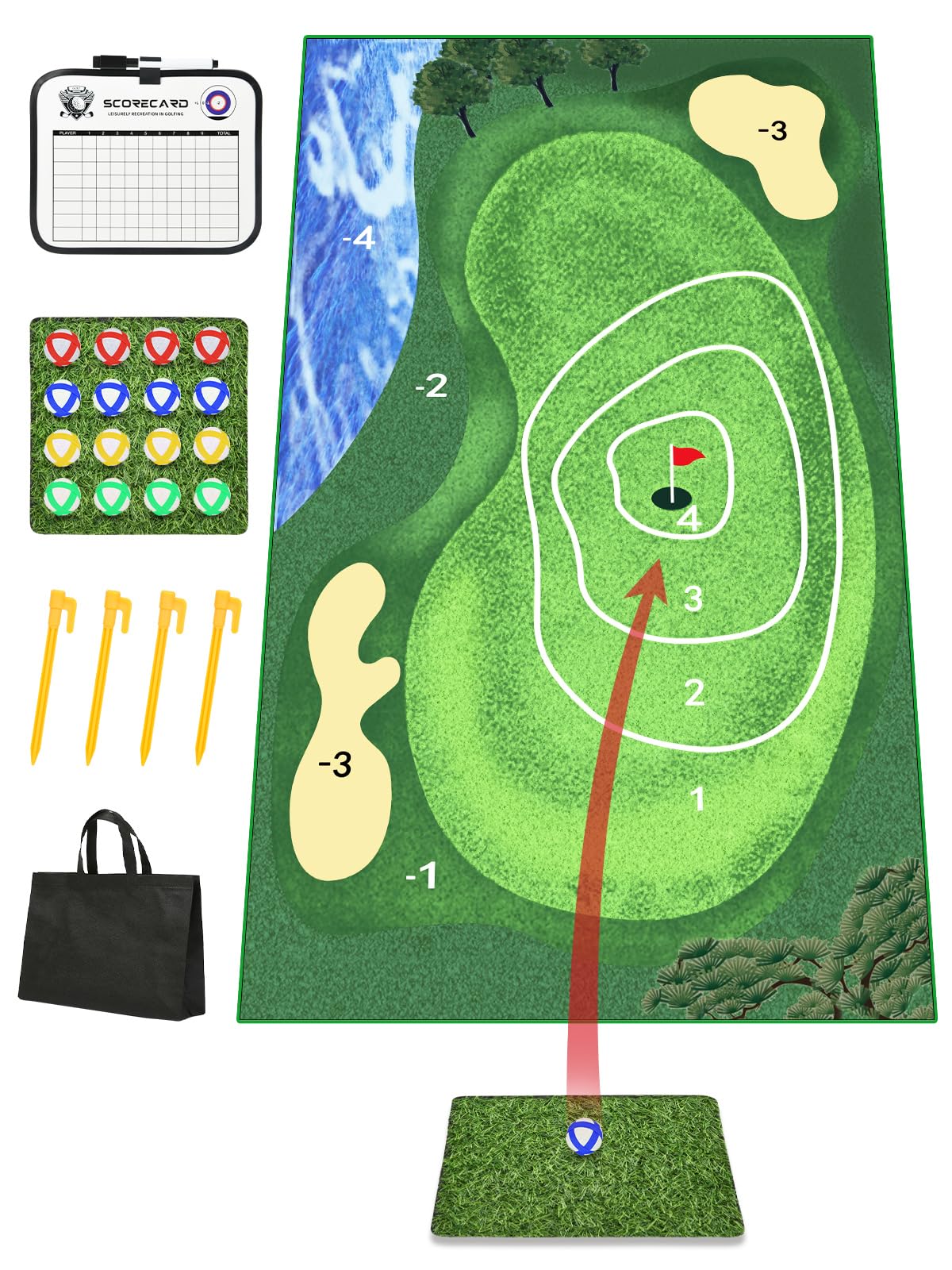 Buy Chip and Stick Golf Game, AUOKAI 47"x71" Indoor Golf Practice Mat ...