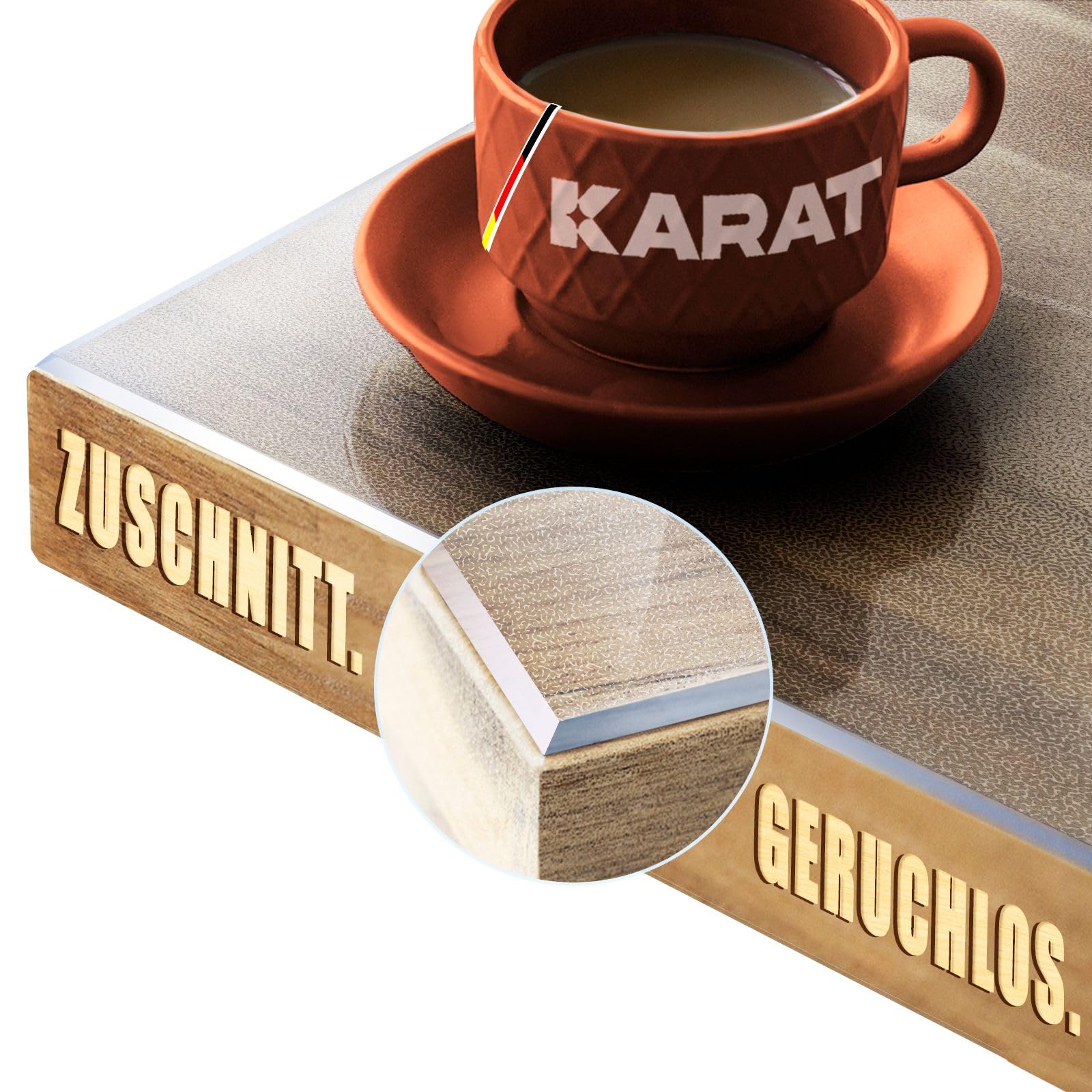 KARAT Film de protection de table transparent mat avec bords biseautés ...