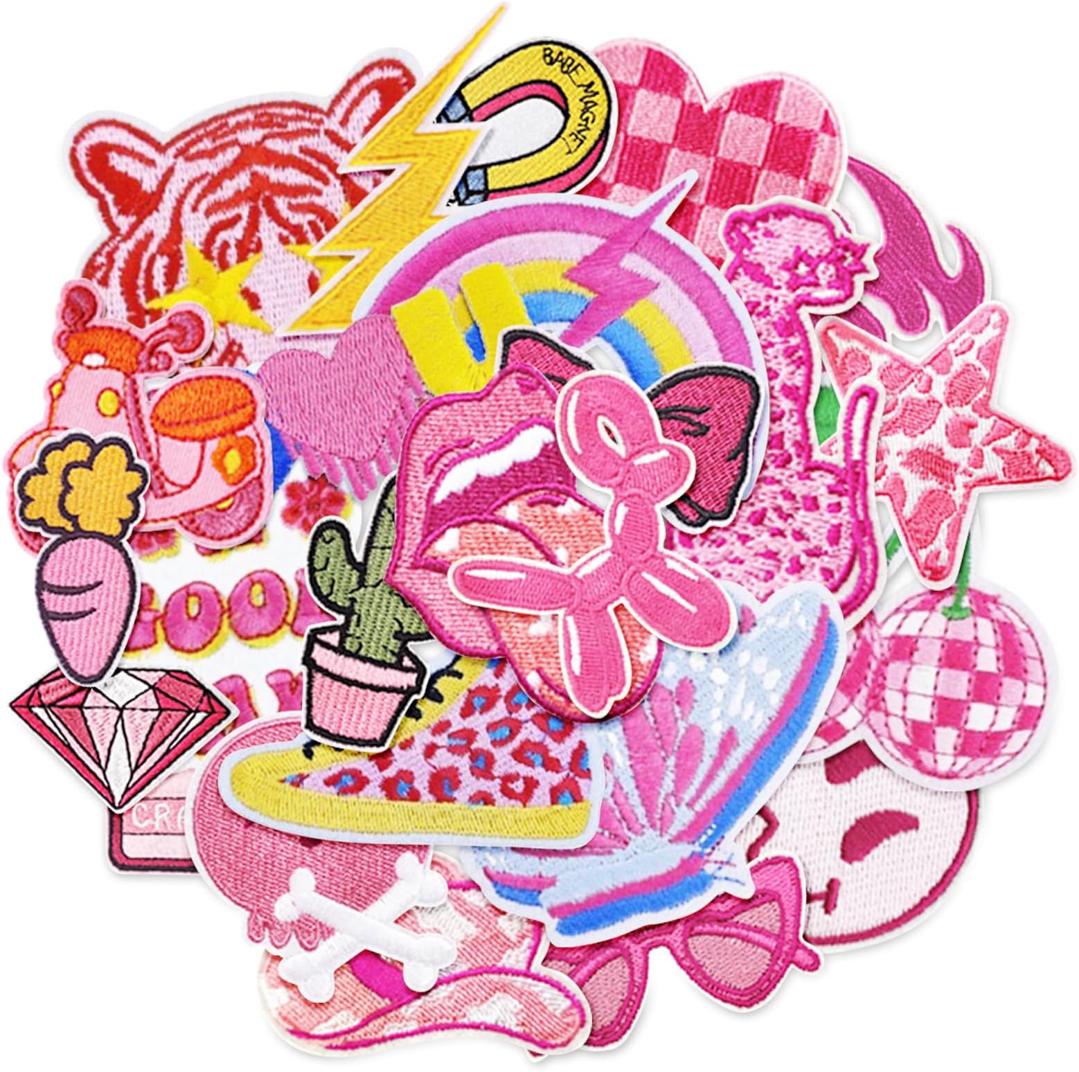 Amazon.com: Qpout 18 Pieces Preppy Patches Pink Iron on Patches for ...