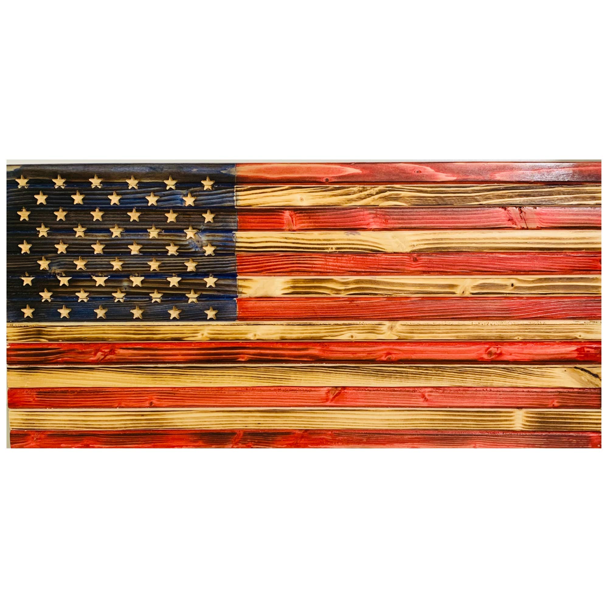 Flags Forever Custom Handmade Wooden American Flag with 50 Carved Stars ...