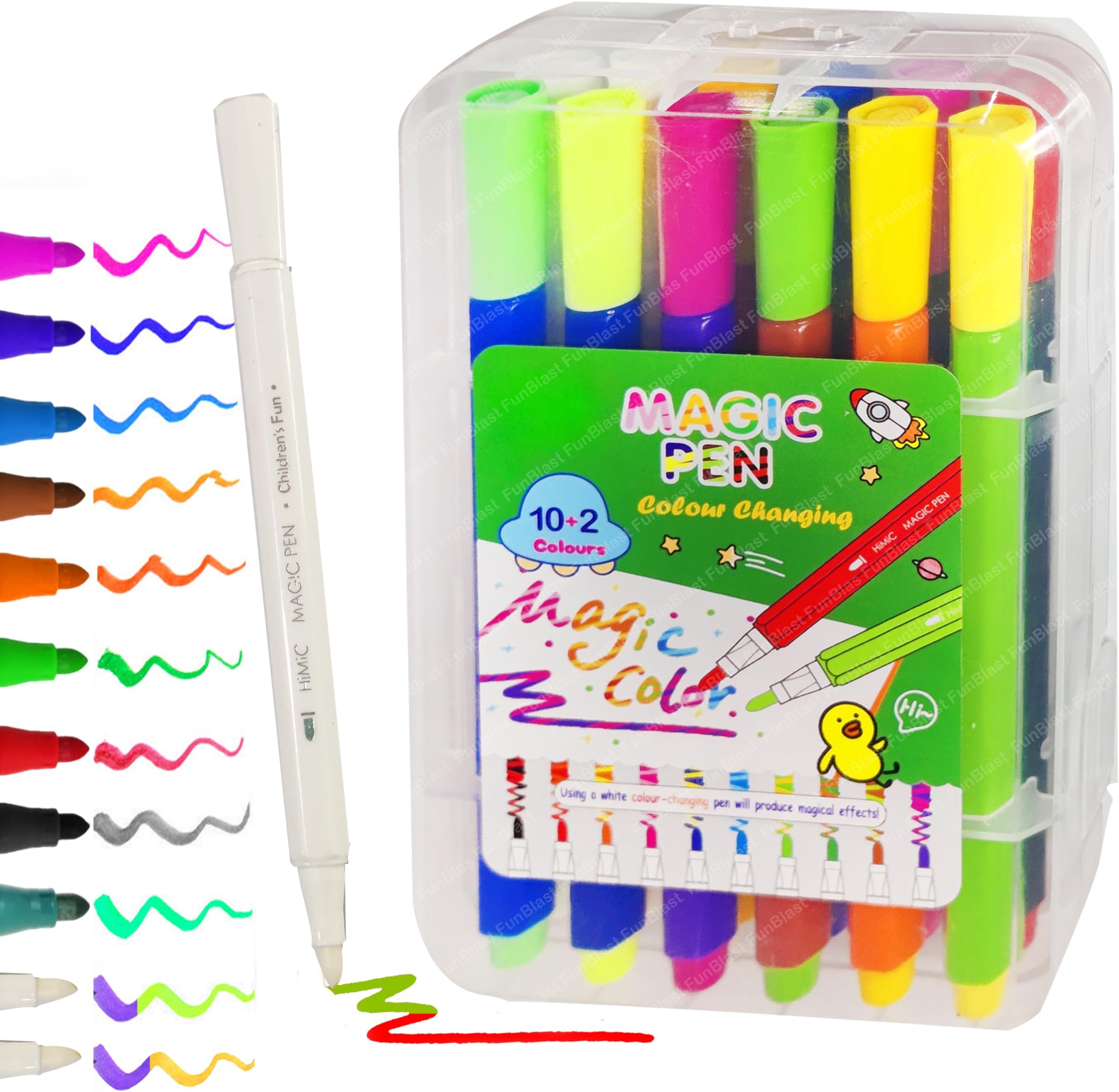 FunBlast Magic Colors Pen Set – 12 Pcs, Colour Changing Sketch Pens ...