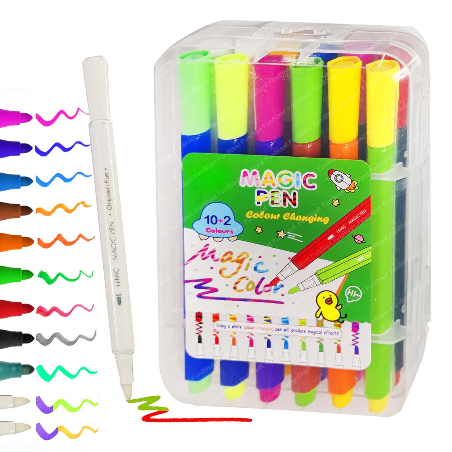 FunBlast Magic Colors Pen Set – 12 Pcs, Colour Changing Sketch Pens ...