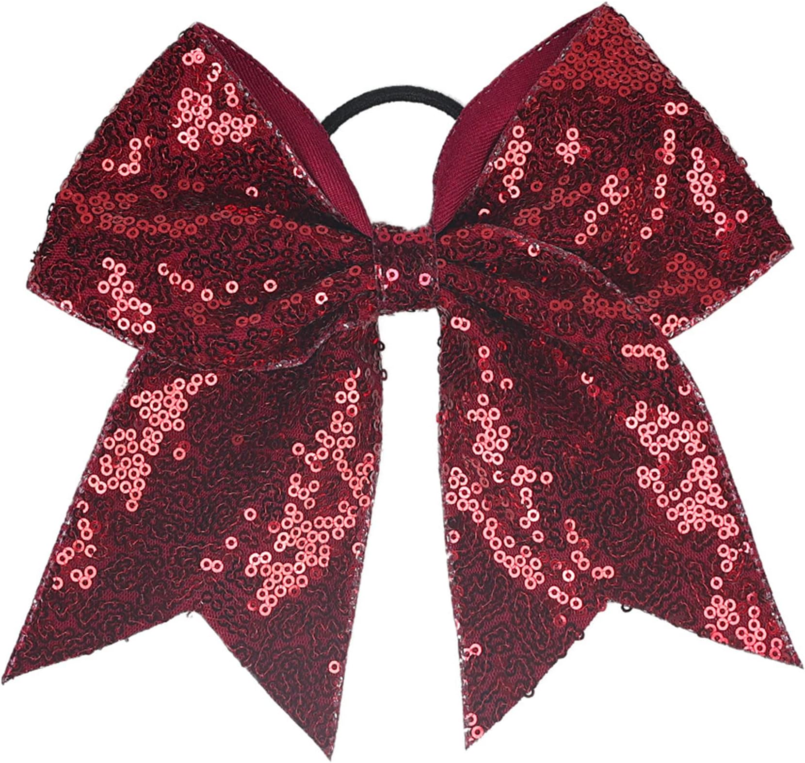 Amazon.com : Burgundy Sequin Bow Hair Clips for Girls Large Red Cheer ...