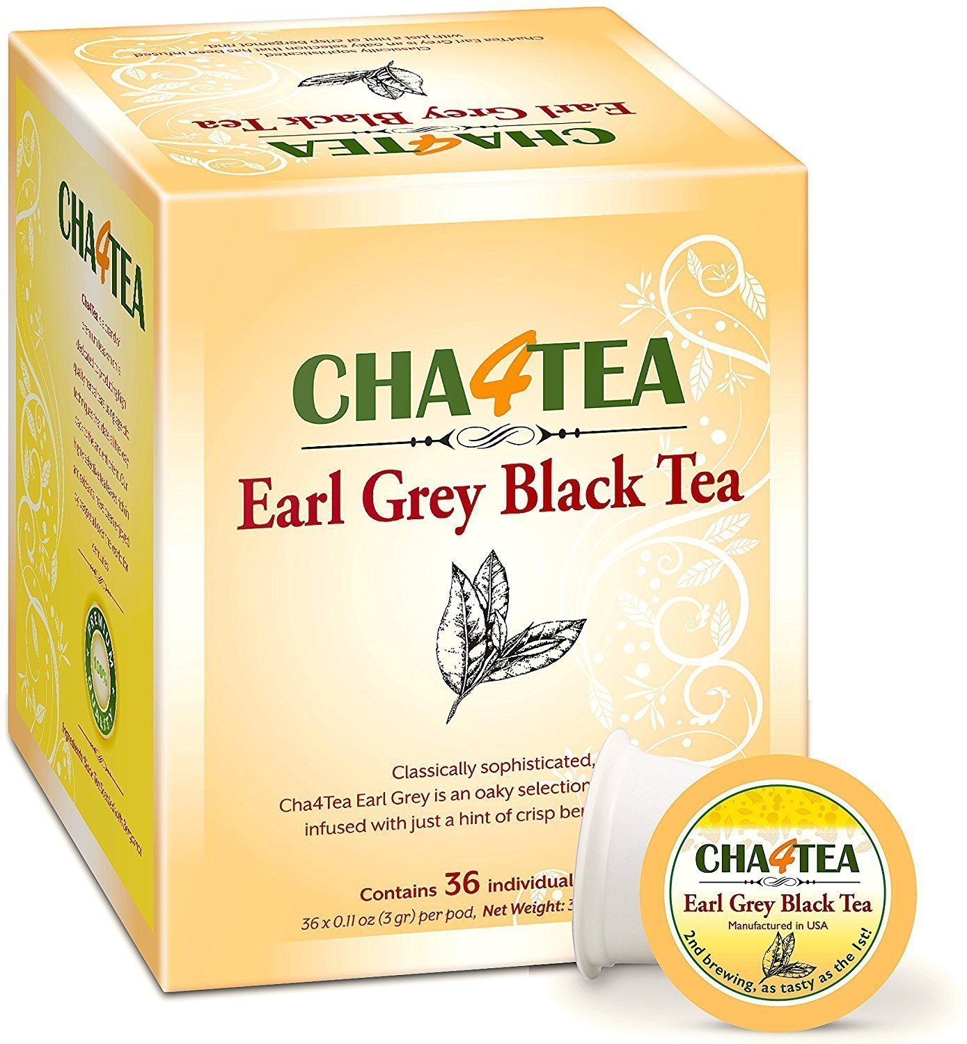 Amazon.com: Cha4TEA 36-Count Earl Grey Tea Pods for Keurig K-Cup ...