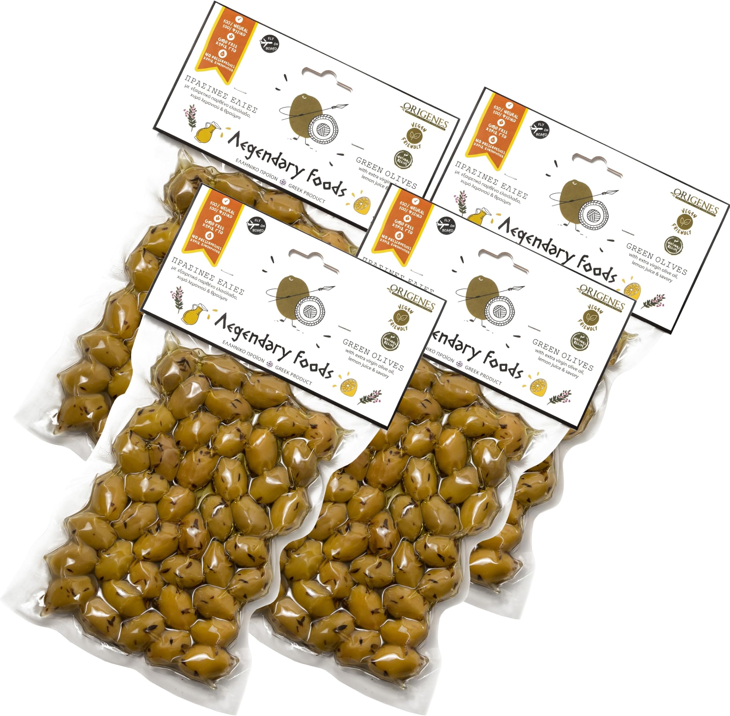 Amazon.com : Pack of 4 Green Olives in Vacuum Bag , Marinated Olives in ...