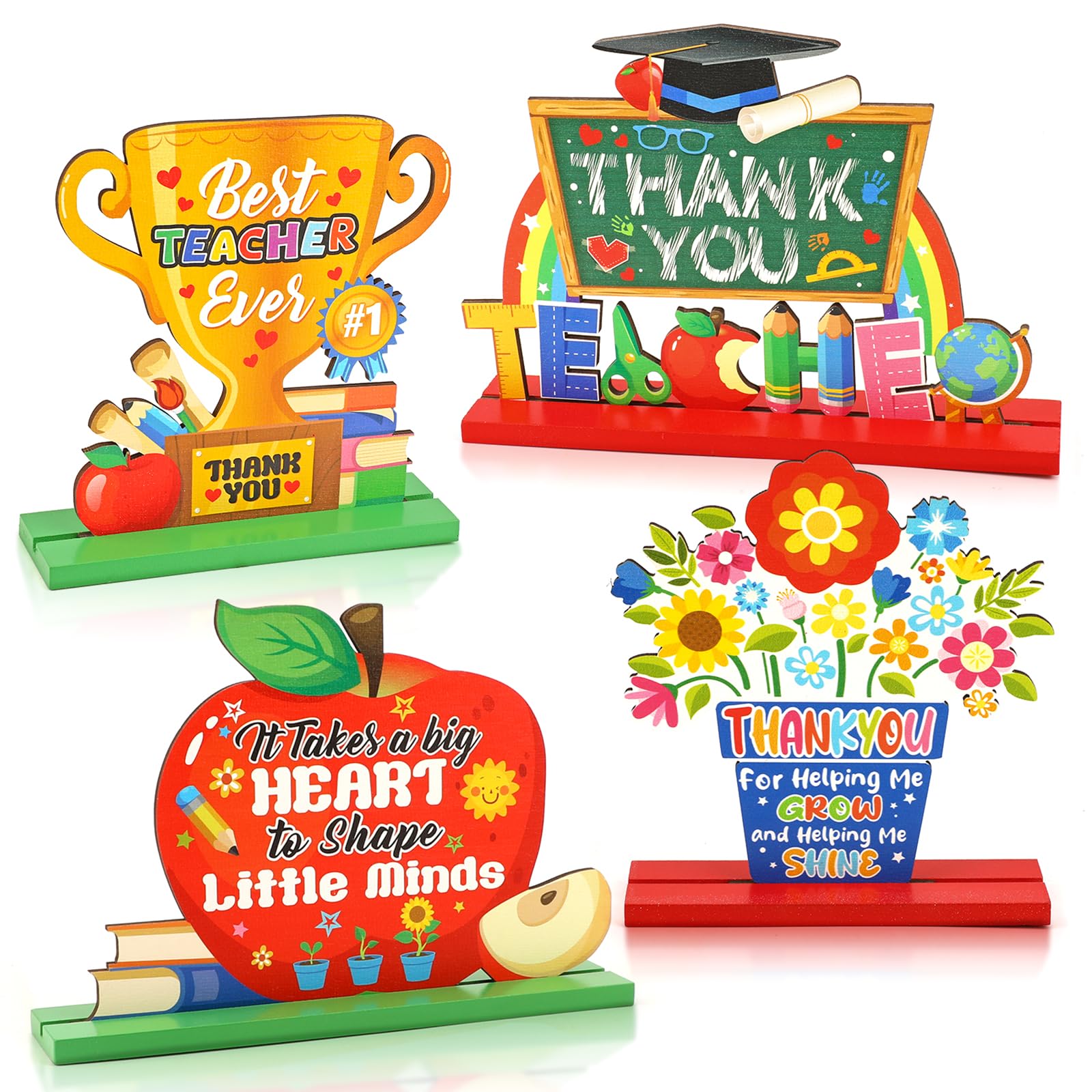 Amazon.com: HOWAF 4pcs Teacher Appreciation Week Table Decoration ...