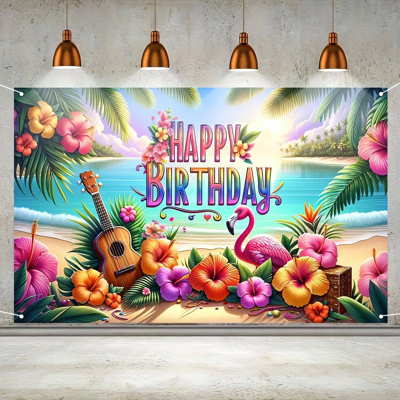 Amazon.com: BlissYard Summer Happy Birthday Backdrops Banners 71x43 ...