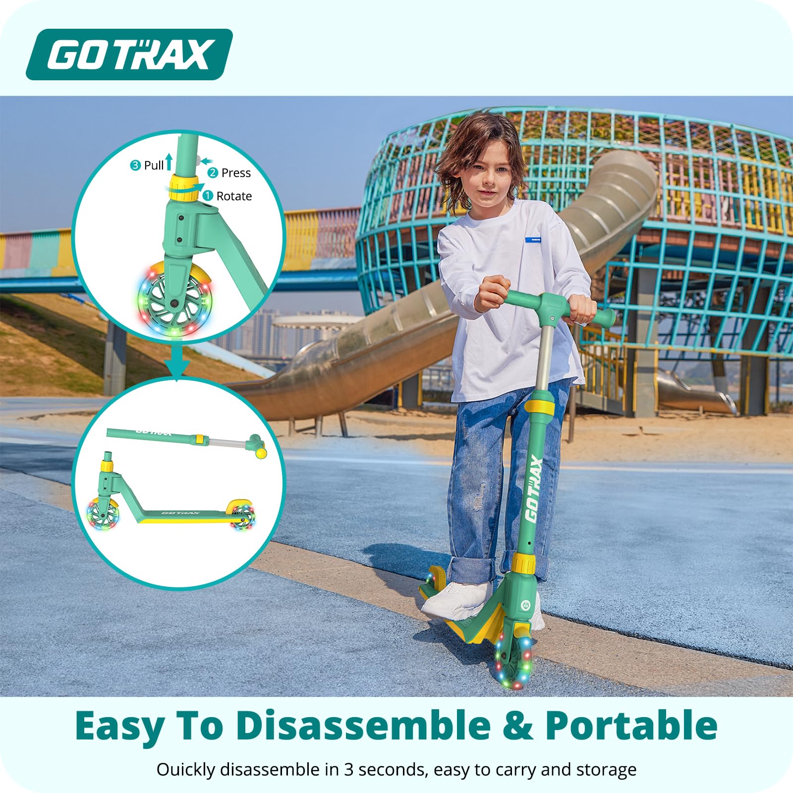 Snapklik.com : K03 Kick Scooter For Kids, 5" LED Lighted Wheels And ...