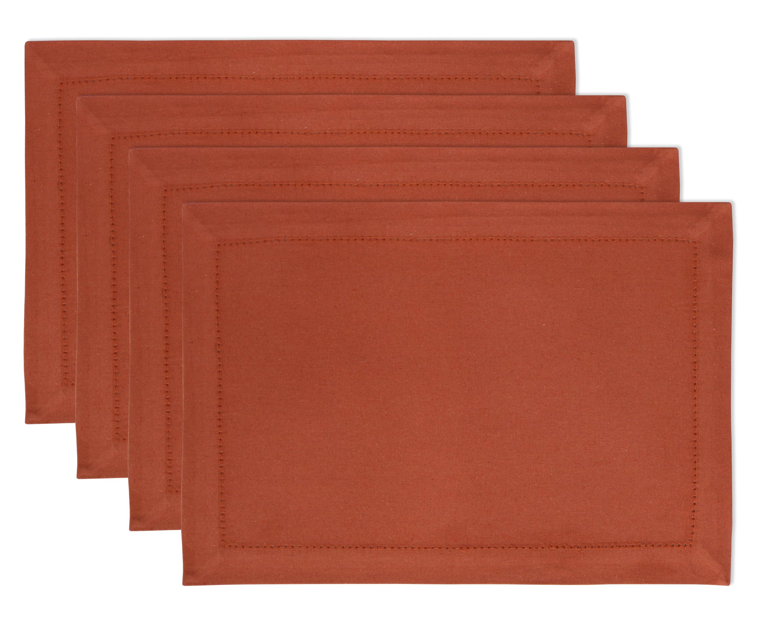 Amazon.com: PurpleEssences Rust Solid Hemstitch Placemat, 4 PCS of ...