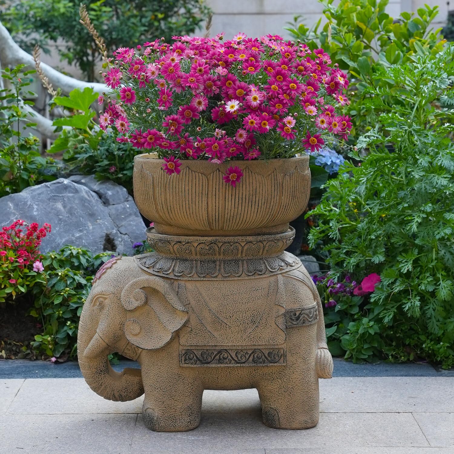 Amazon.com: elesculor Elephant Statue Large Planter - Double Side ...