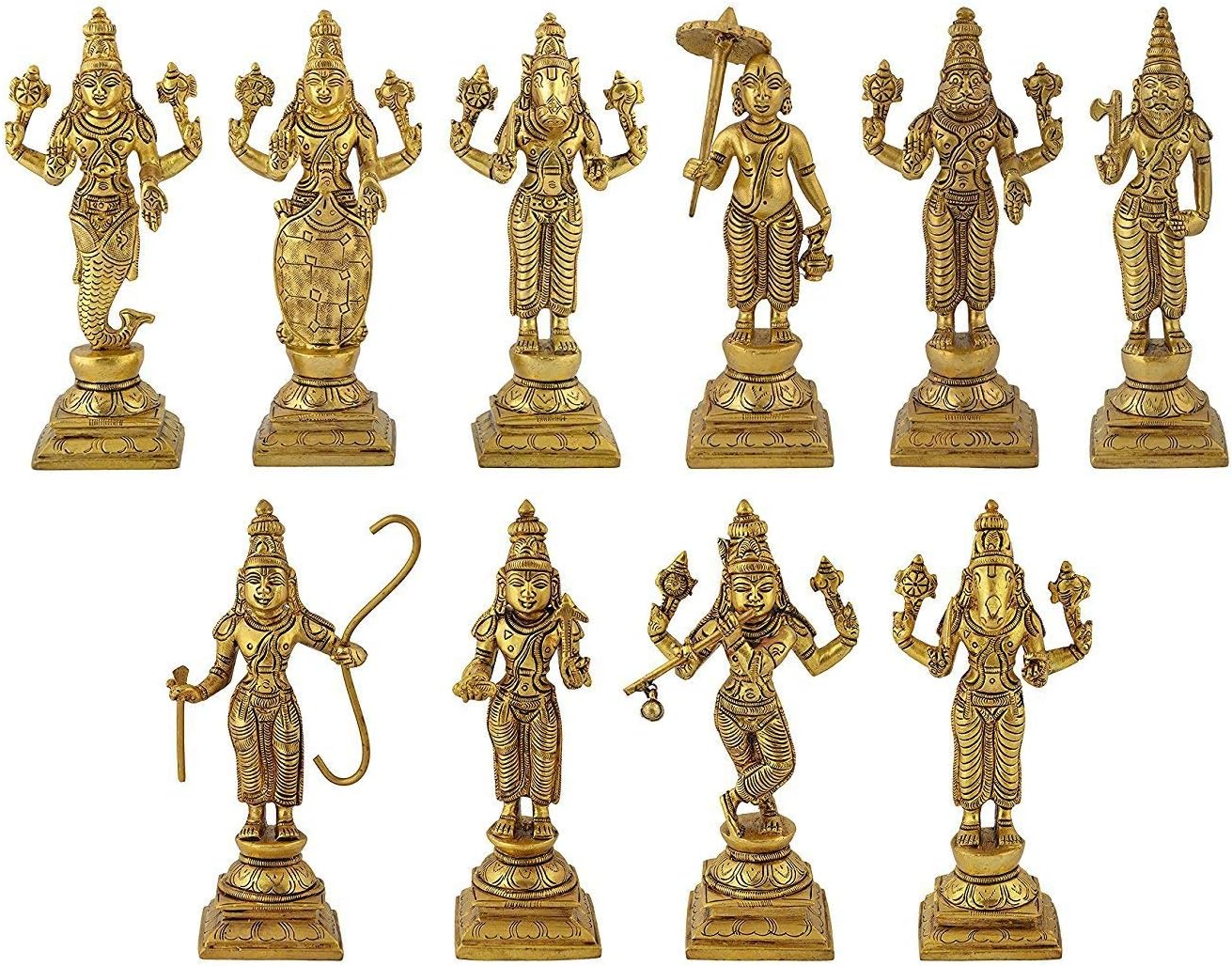 Buy RAMA METAL Brass DASAVATHARAM Idols Set/Dashavatara Online at Low ...