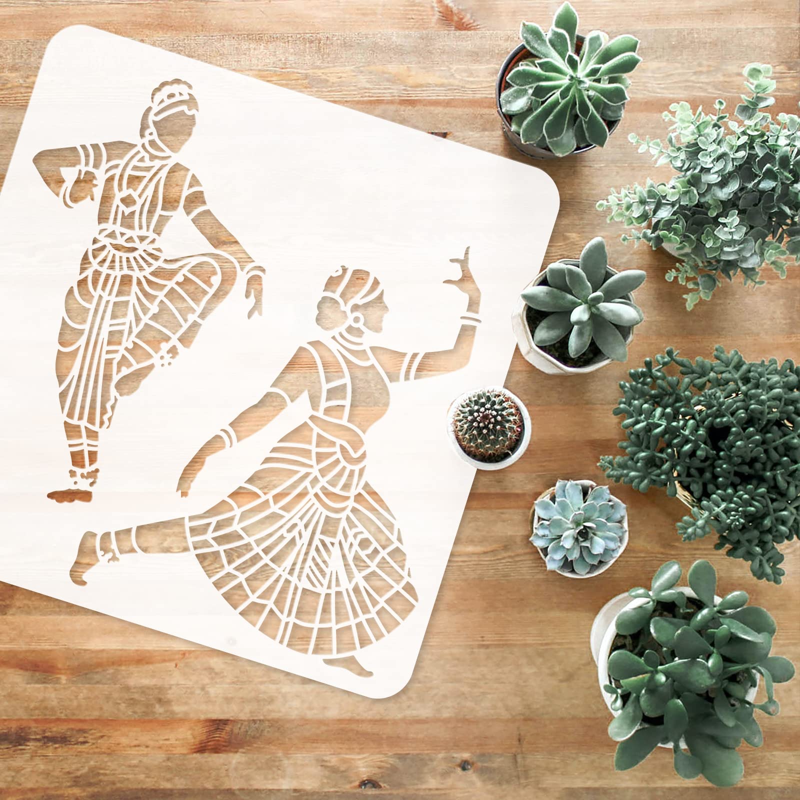 Snapklik.com : Indian Dance Stencils - 11.8x11.8 Inch Plastic Stencil ...