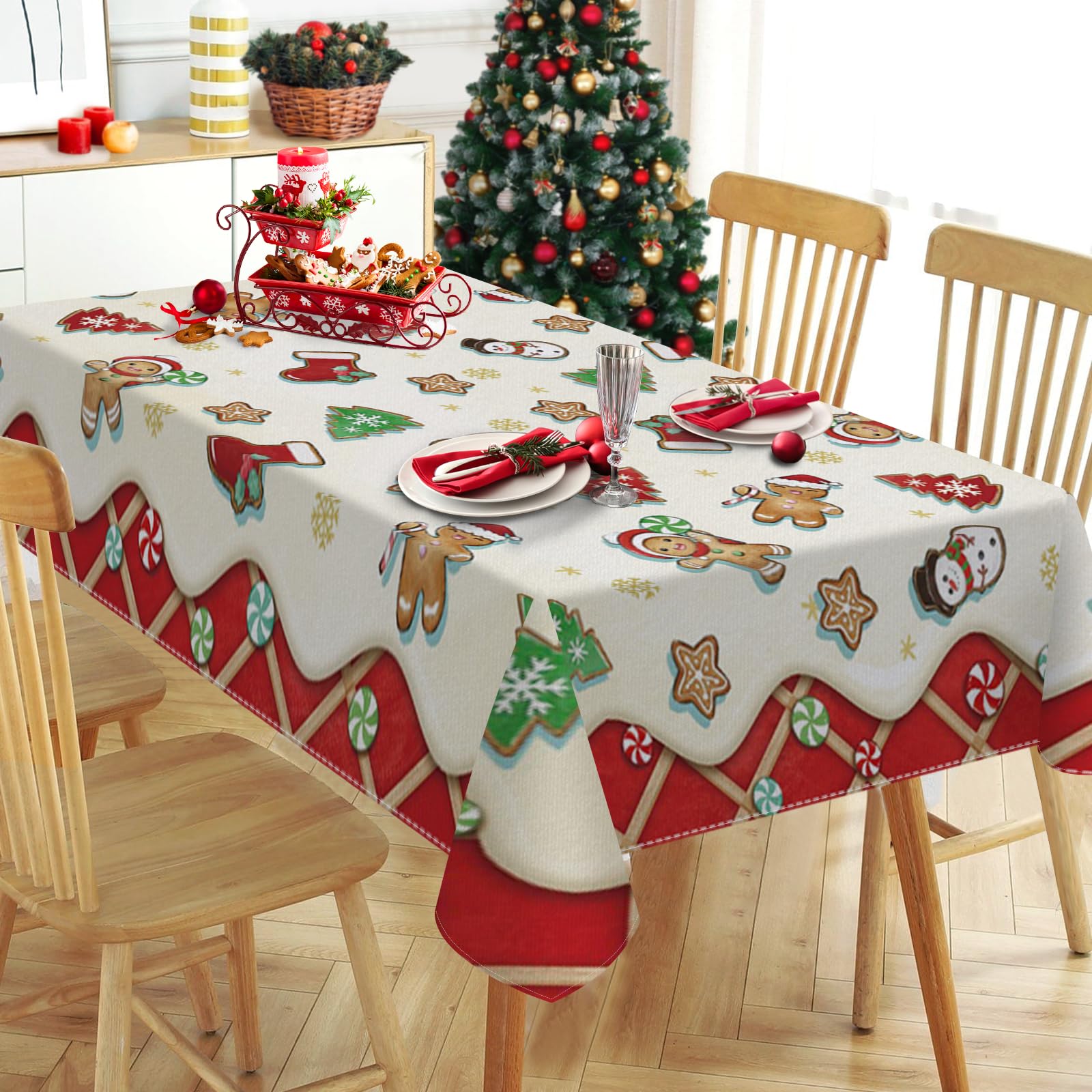 Amazon.com: Tailus Christmas Gingerbread Man Rectangle Tablecloth 60 x ...