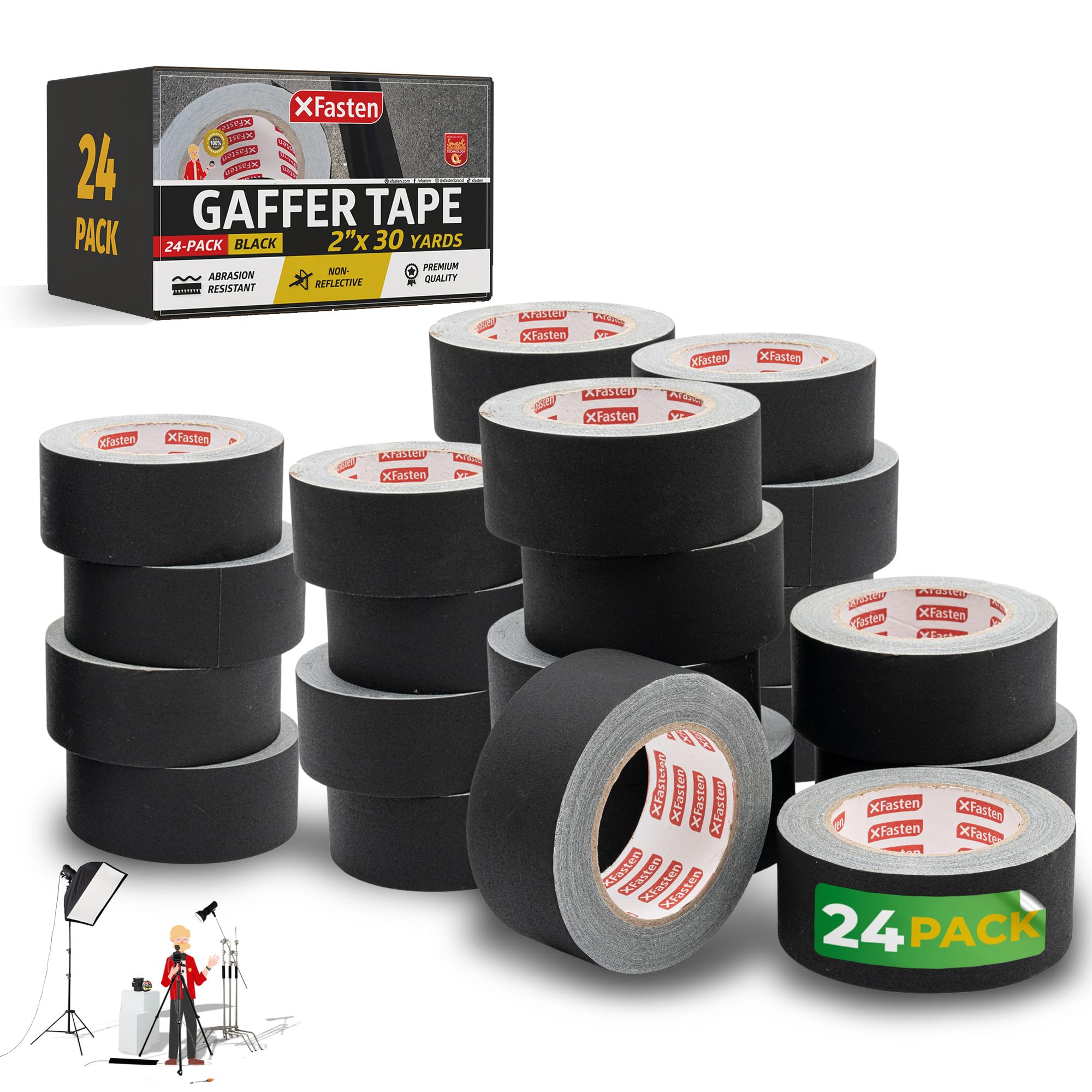Snapklik.com : XFasten Black Gaffers Tape 2 Inch X 30 Yards