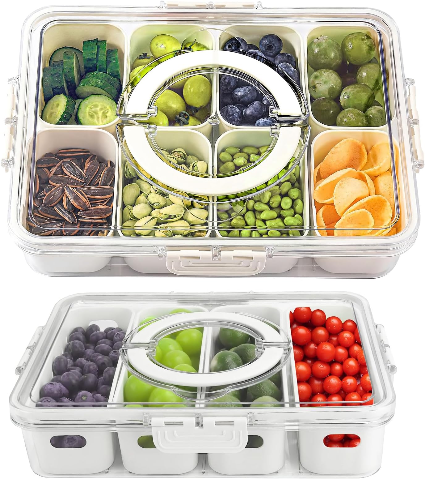 Amazon.com | 2 Pack Divided Serving Tray Fresh-keeping Box with Lid ...