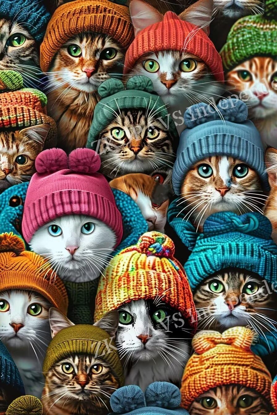 Amazon.com: 500 Piece Puzzles Knit Hat Cat Home Decor & Valentines Day ...