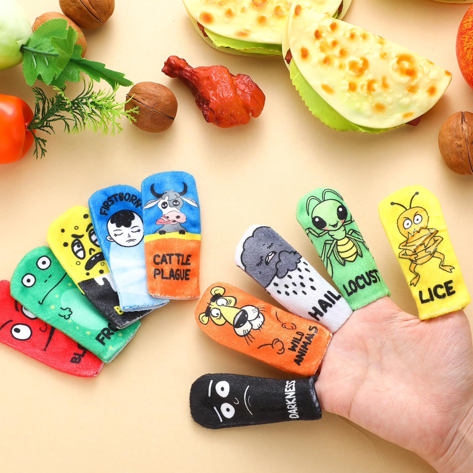 Snapklik.com : 10 Pcs Passover Plagues Finger Puppets Plush Passover 10 ...