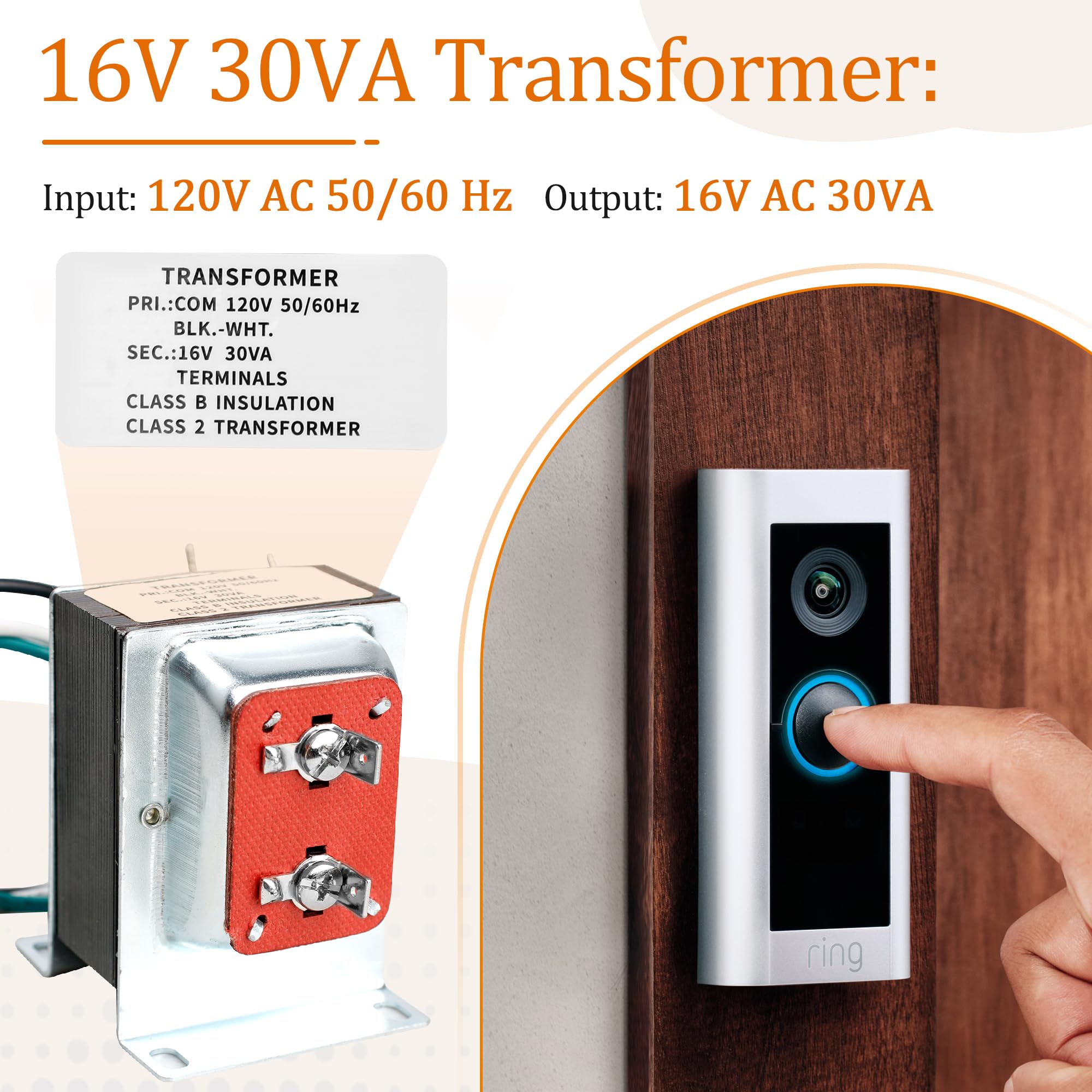Snapklik.com : Doorbell Transformer 16V 30VA For Ring Video Doorbells ...