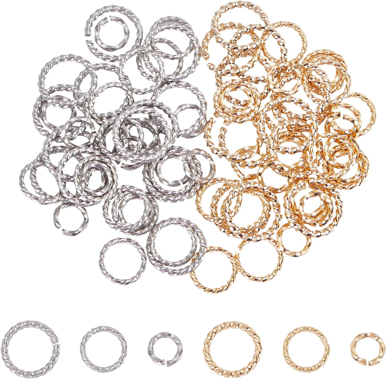 Amazon.com: UNICRAFTALE 1000pcs 5 Sizes Oval Jump Rings Stainless Steel ...