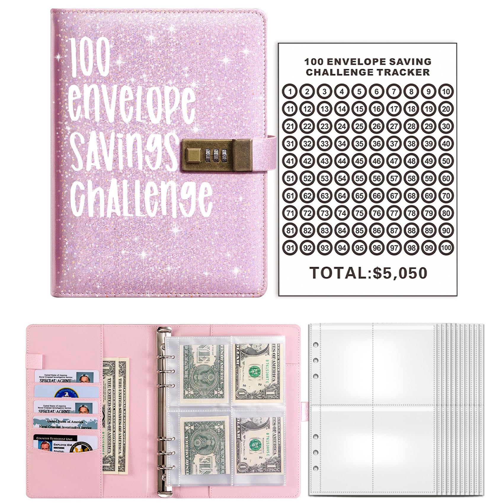 Amazon.com : 100 Envelope Challenge Binder Saving Money Challenge Book ...