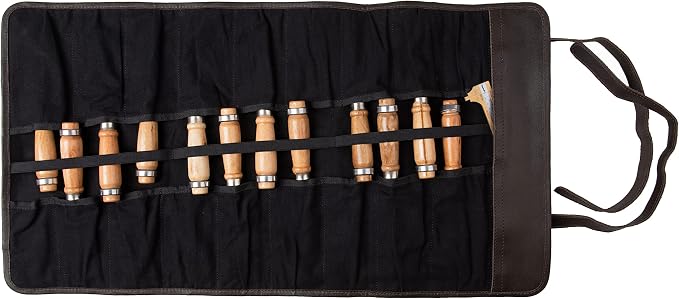 THEODORE Leather Tool Roll - Chisel Organizer Bag - 18 pouch pockets ...