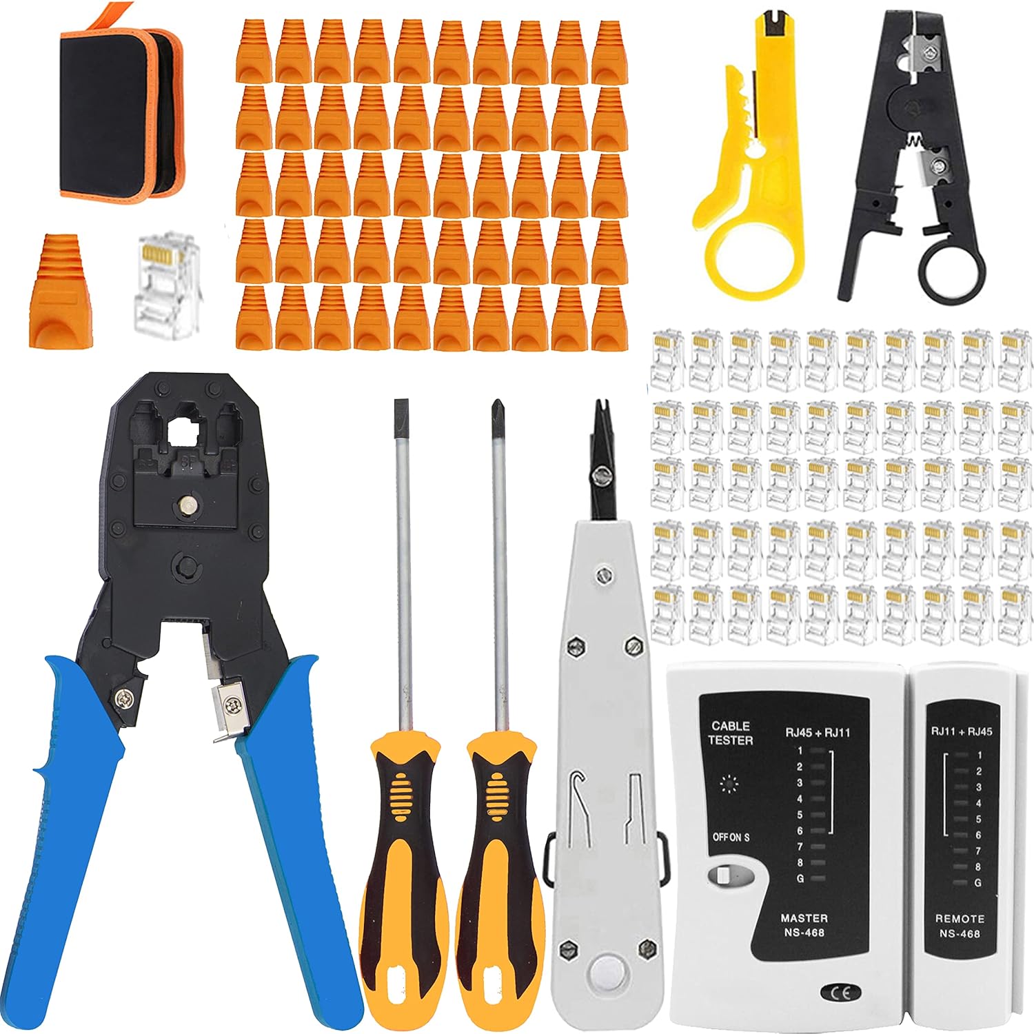 LUBEIN Crimper Kit Cat5 Cat5e Cat6 Crimping Tool Set RJ45 Network ...