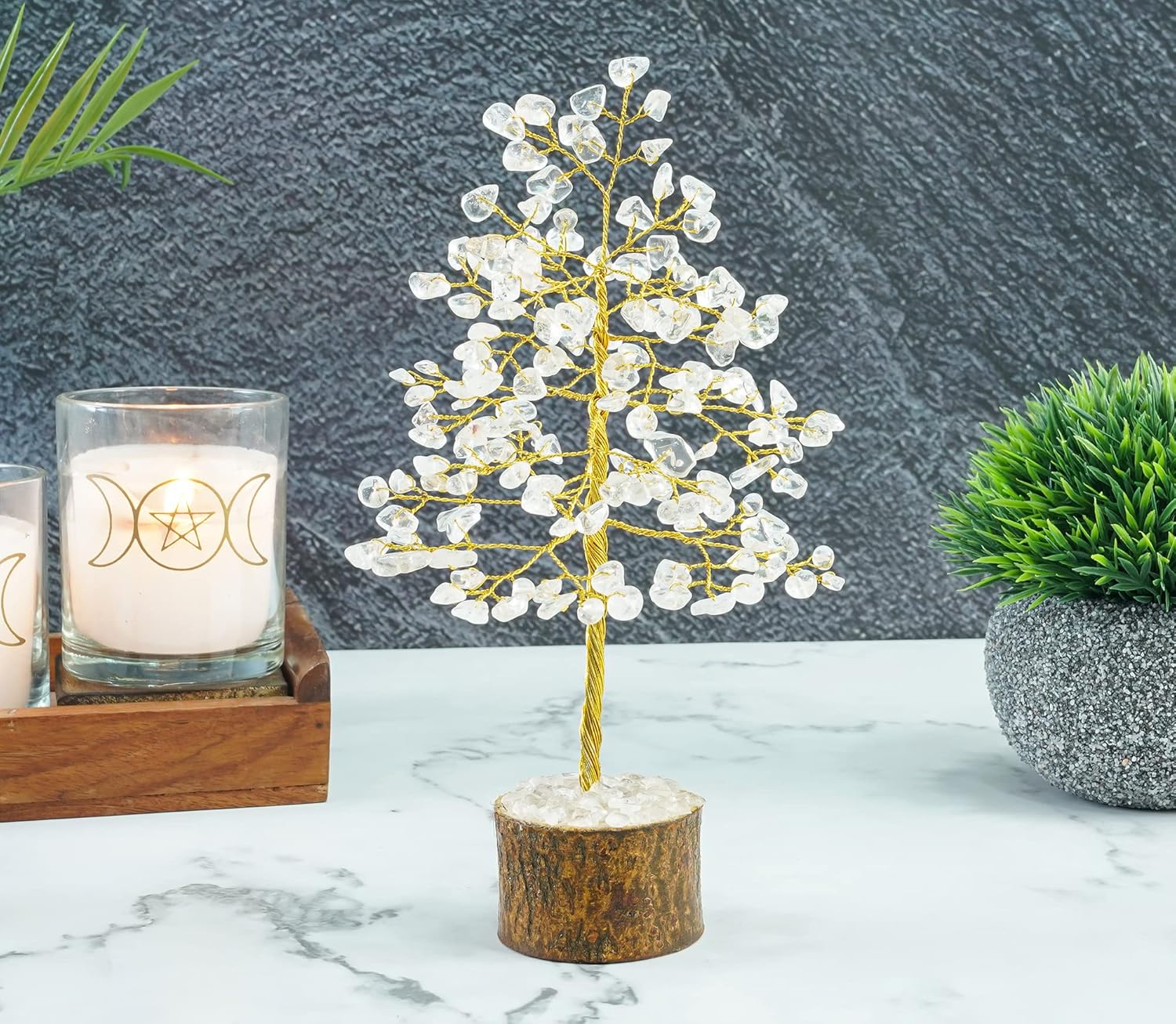Buy Hindcraft Clear Quartz Crystal Tree Good Luck Showpiece for Home ...