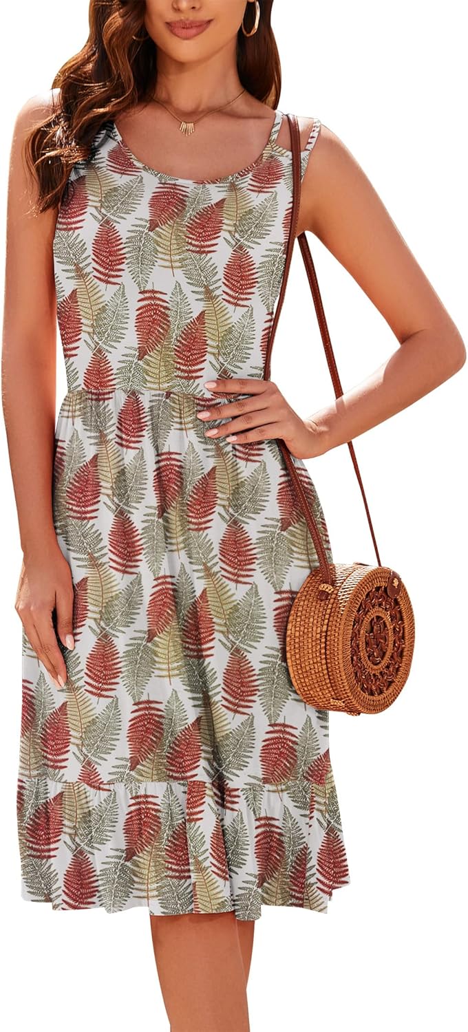 Sommerkleid Damen Ärmellos Strandkleid A-Linien leicht luftig ...